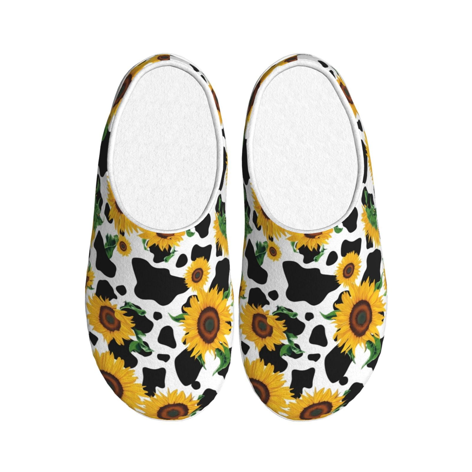 Lukts Cute Cow Print Sunflower D for Adult TPR Cotton Slippers, Unisex ...