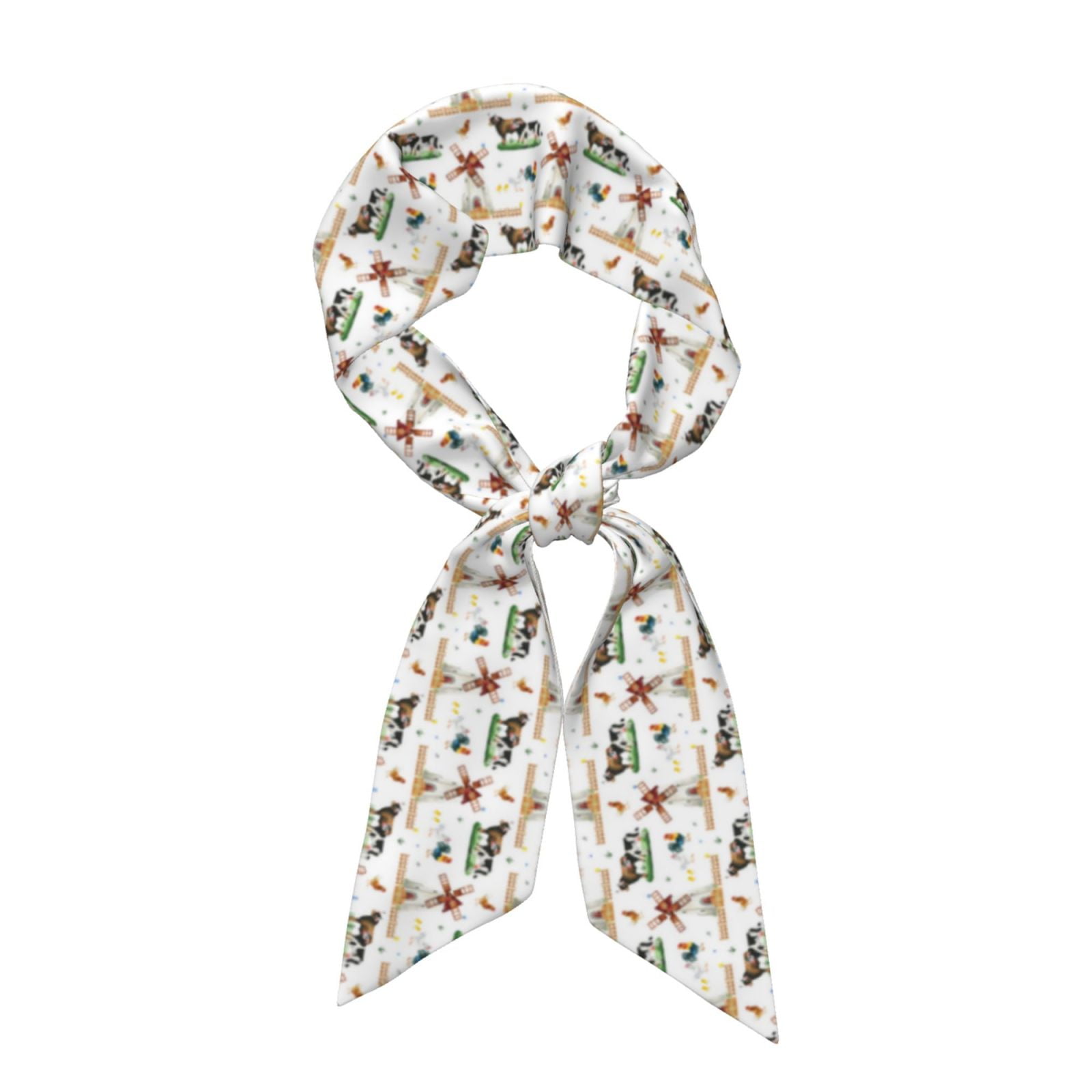Lukts Cute Farm Pattern Scarf Ribbon Neck Scarf Satin Scarf ...