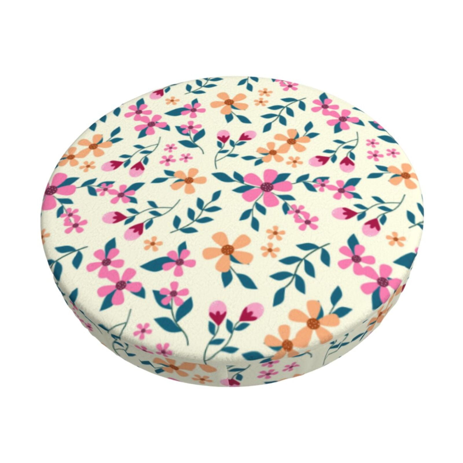 Lukts Cute Flower Bar Stool Covers 12"-14" Round Crease-Resistant ...