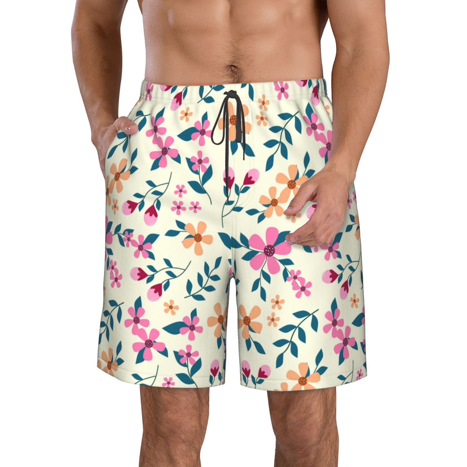 Lukts Cute Flower Mens Swim Trunks Quick Dry Swim Shorts With Funny ...