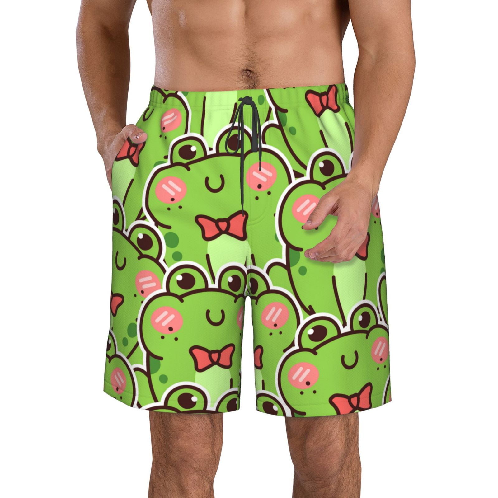 Lukts Cute Green Frog Mens Swim Trunks Quick Dry Swim Shorts With Funny ...