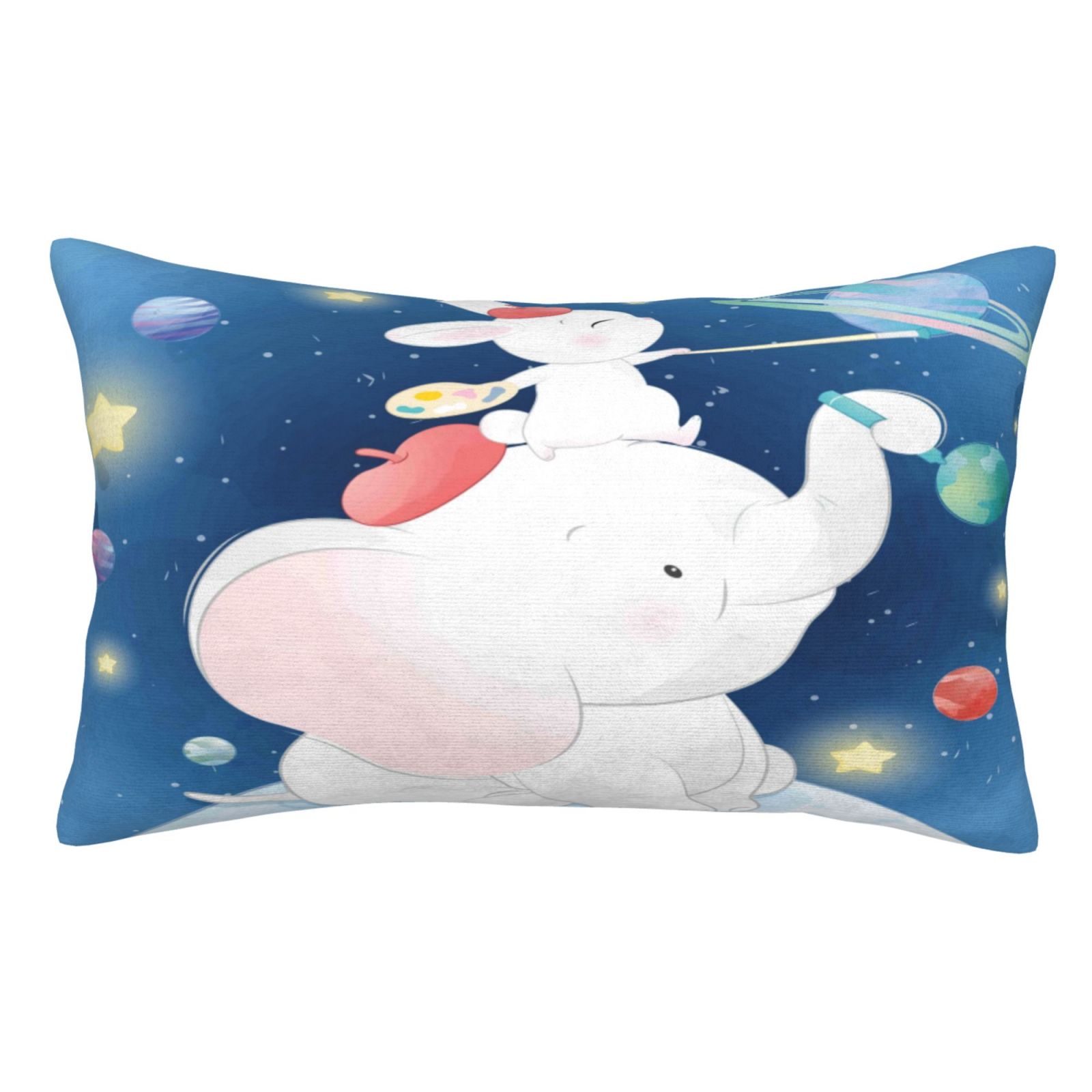 Lukts Cute Little Bunny Elephant Painting A Planet Pillow Protectors From Dust And Dirt - 14"X20 ...