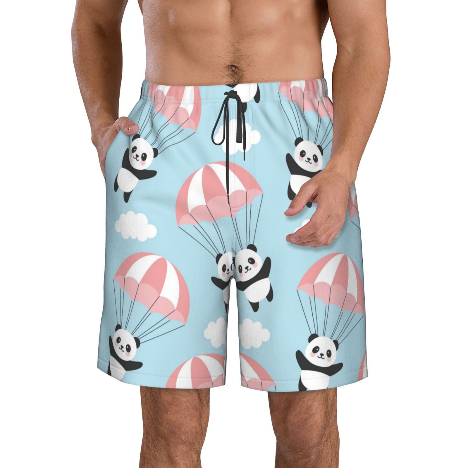 Lukts Cute Panda Flying In The Sky Mens Swim Trunks Quick Dry Swim ...