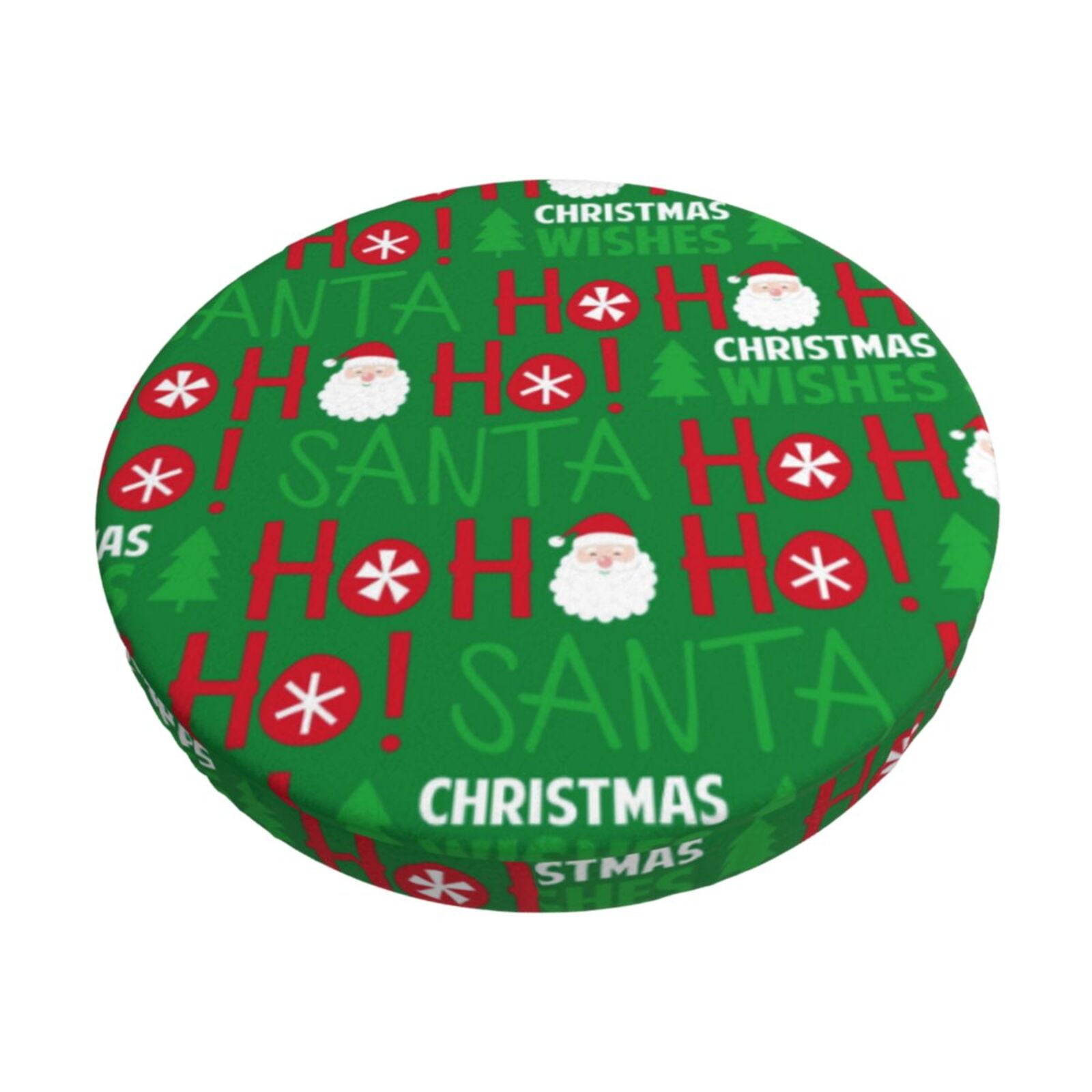 Lukts Cute Santa And Ho Ho Ho Bar Stool Covers 12"-14" Round Crease ...