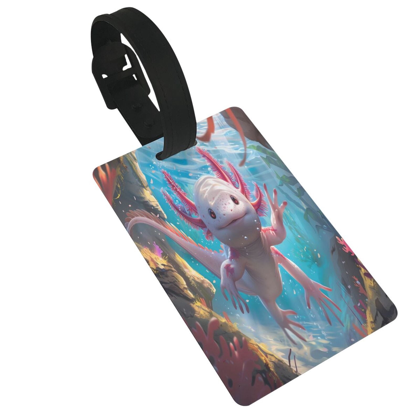 Lukts Cute Underwater Axolotl for Luggage Tag Hang Tag, PVC Travel Bag ...