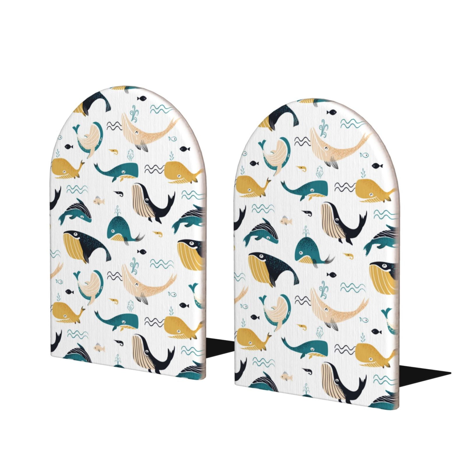 Lukts Cute Whale for Wooden Bookends, Heavy Duty Metal Bookshelf ...
