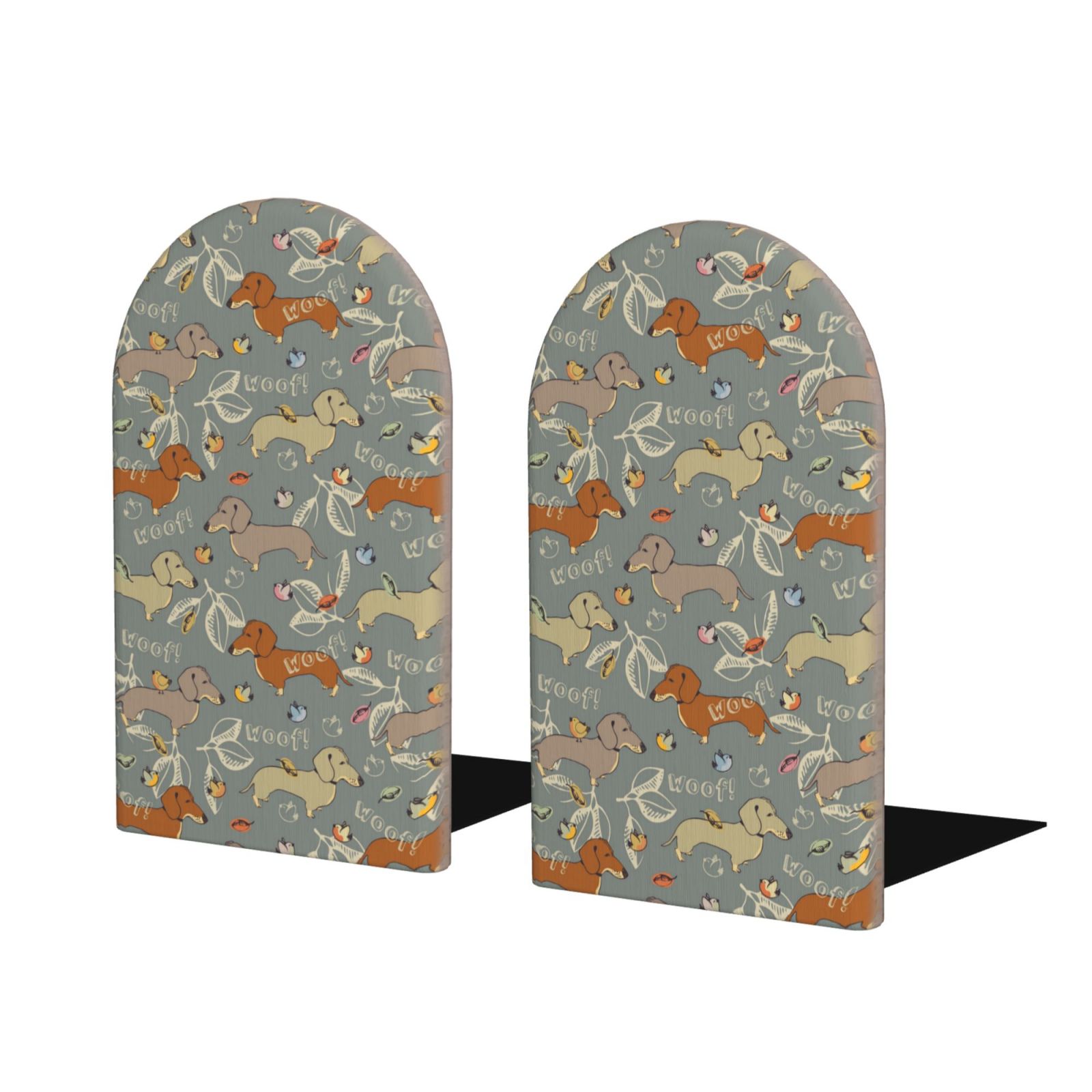 Lukts Dachshund Dog Bird Print Wood Bookends,Non-Skid Bookend for ...