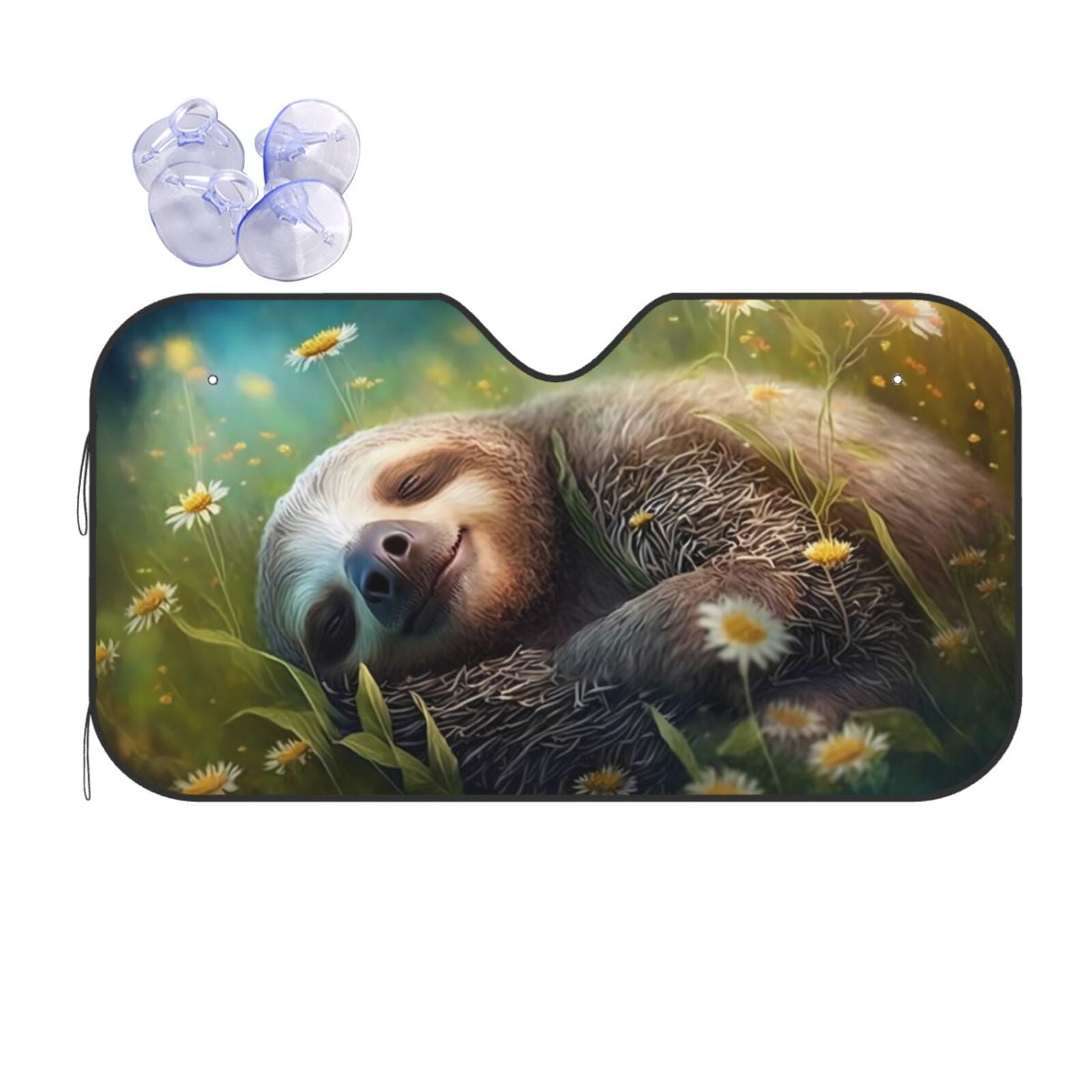Lukts Daisy Sleeping Sloth Car Windshield Sun Shade with Storage Pouch ...