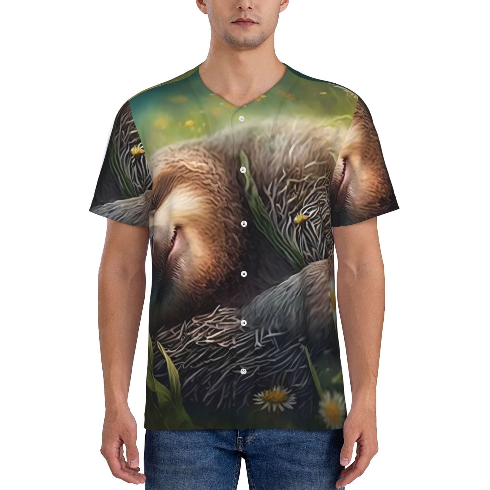 Lukts Daisy Sleeping Sloth for Men's Baseball T-shirt, Moisture Wicking ...