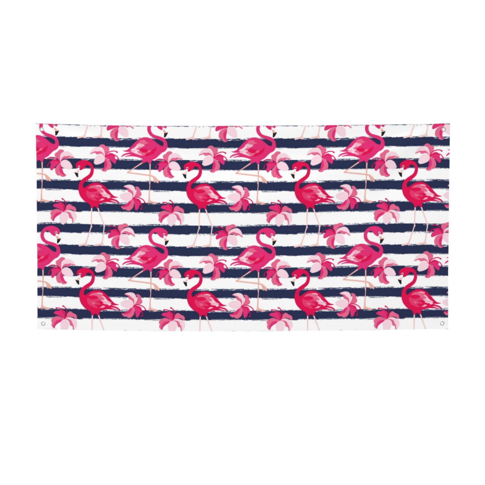 Lukts Dark Blue Stripes and Flamingos Print Banners and Signs for ...