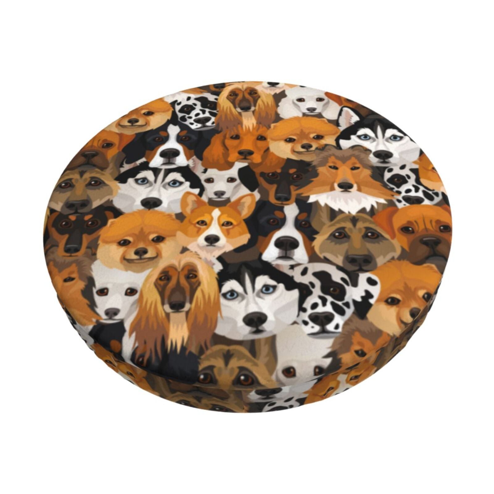 Lukts Dogs Different Breeds Bar Stool Covers 12"-14" Round Crease ...