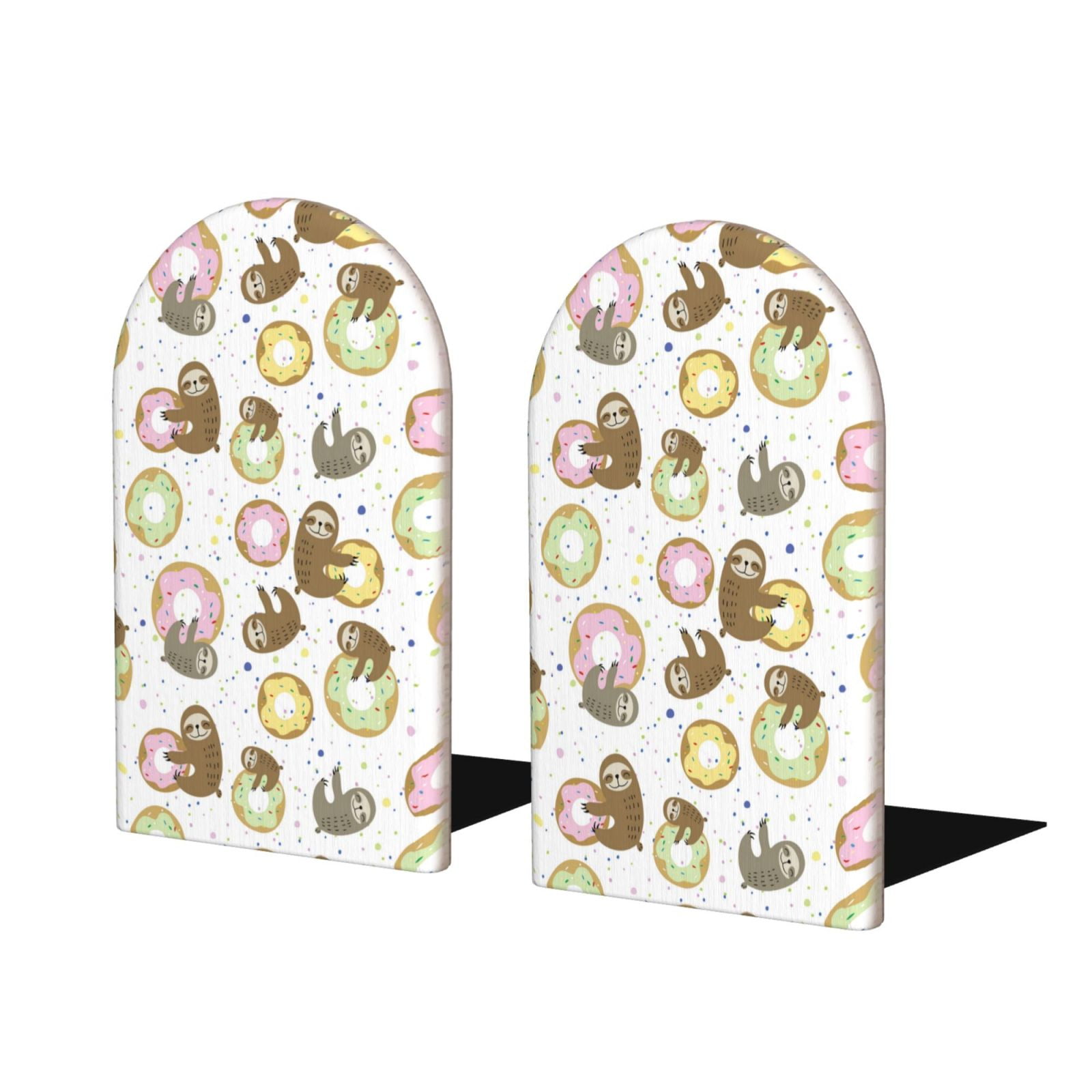 Lukts Donut Sloth Print Wood Bookends,Non-Skid Bookend for Shelves ...