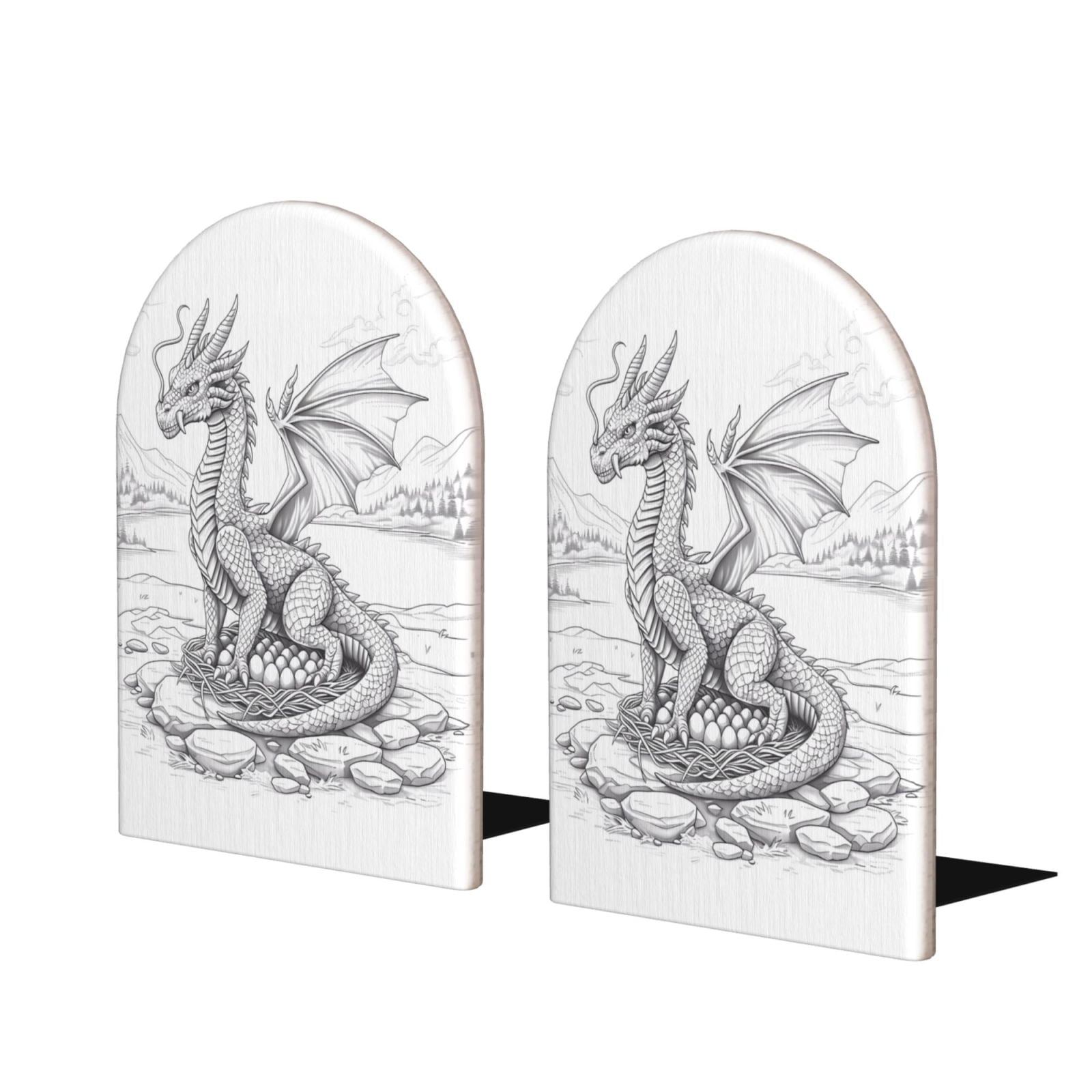 Lukts Dragon Nest Sketch for Wooden Bookends, Heavy Duty Metal ...