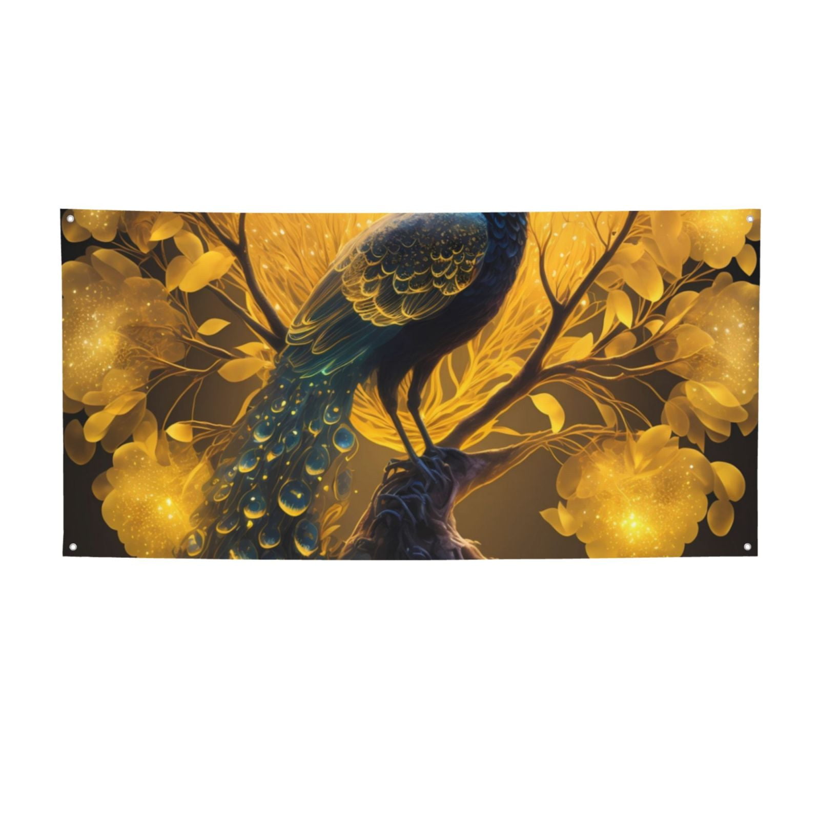 Lukts Elegant Gold Leaf Peacock Print Banners and Signs for Outdoor ...