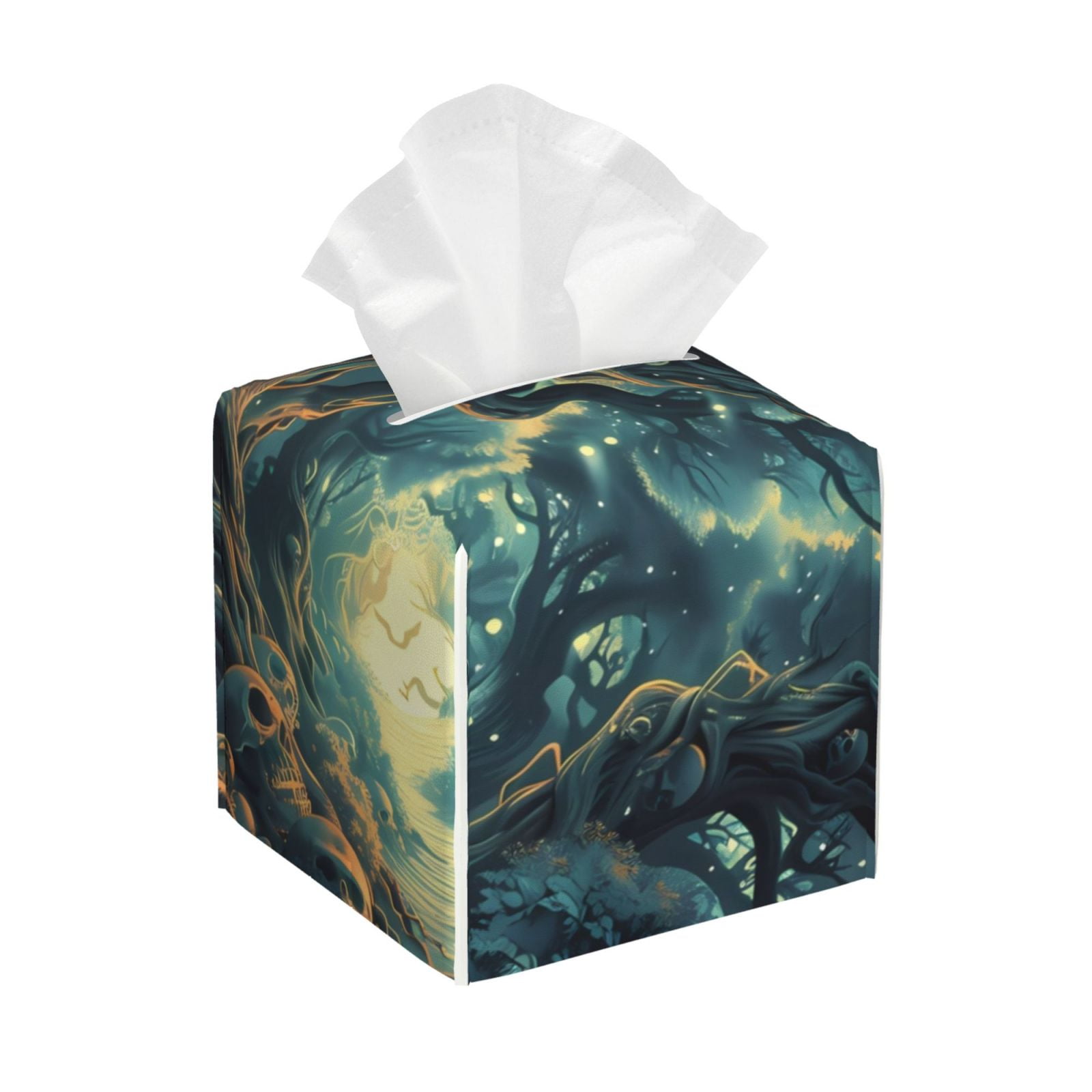 Lukts Enchanted Forest Skull Path for Leather Tissue Box Cover Square ...