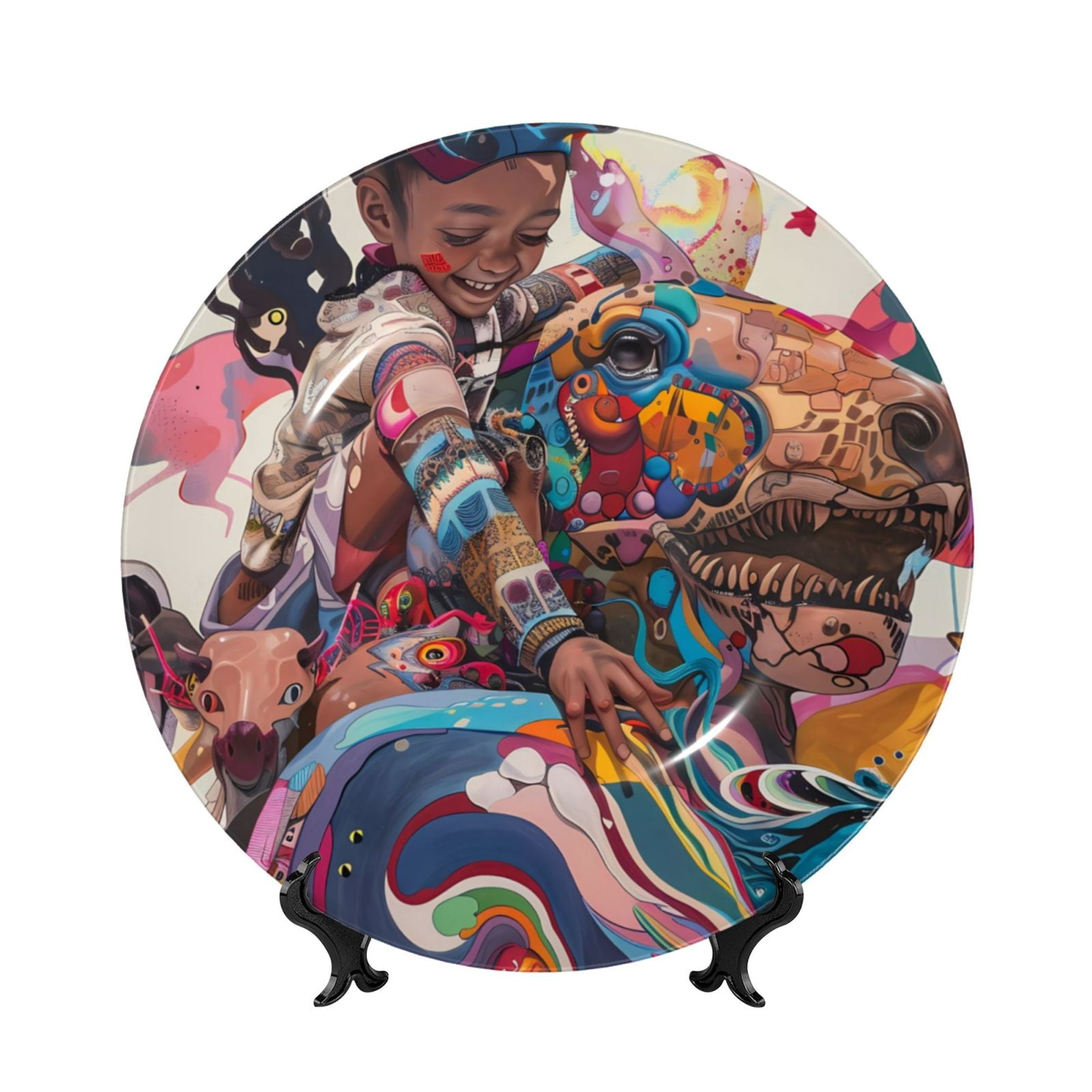 Lukts Fantasy Colorful Beast for Bone China Decorative Plates, Ceramic ...