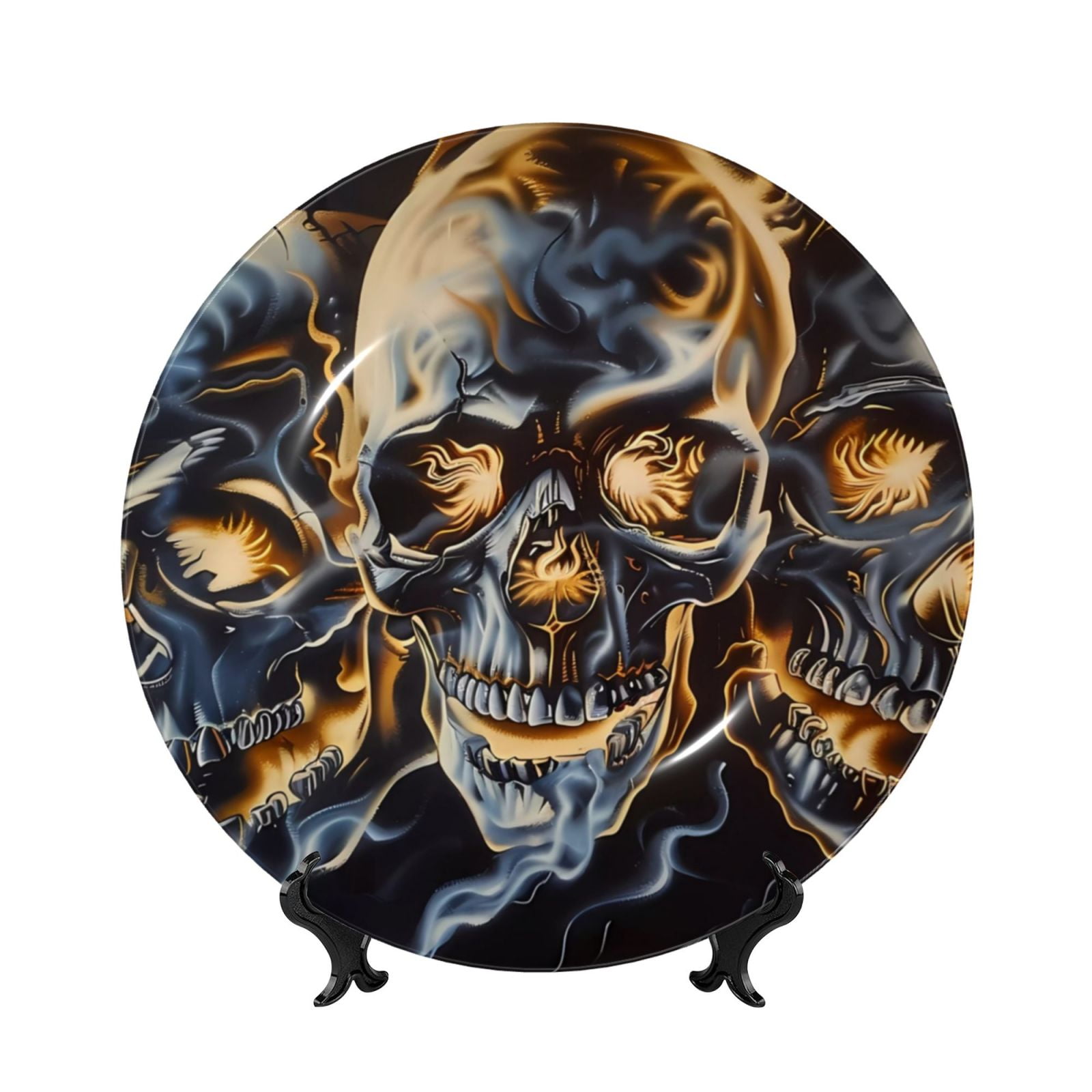 Lukts Fiery Skull Trio for Bone China Decorative Plates, Ceramic Plates ...