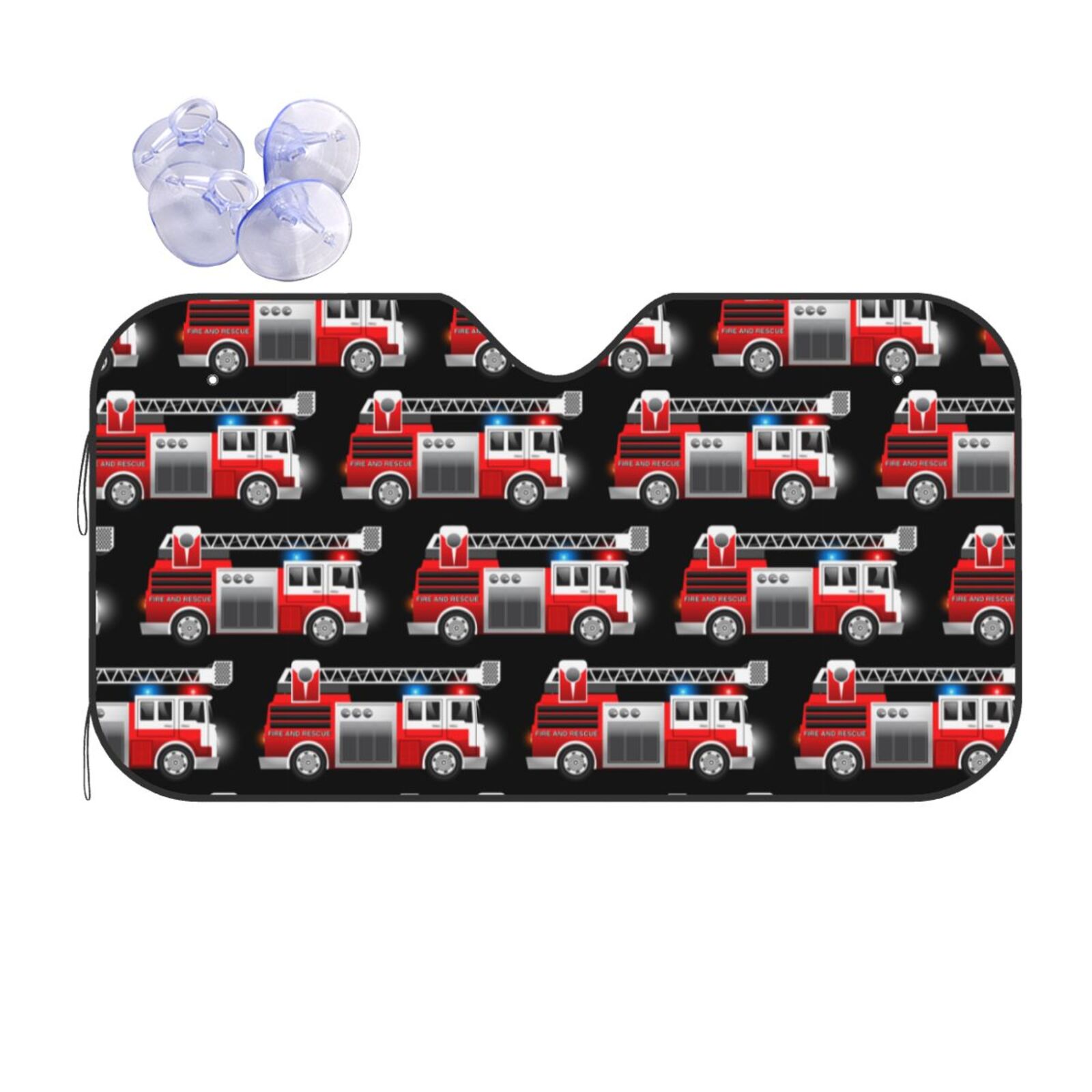 Lukts Fire And Rescue Truck Car Windshield Sun Shade With Storage Pouch ...