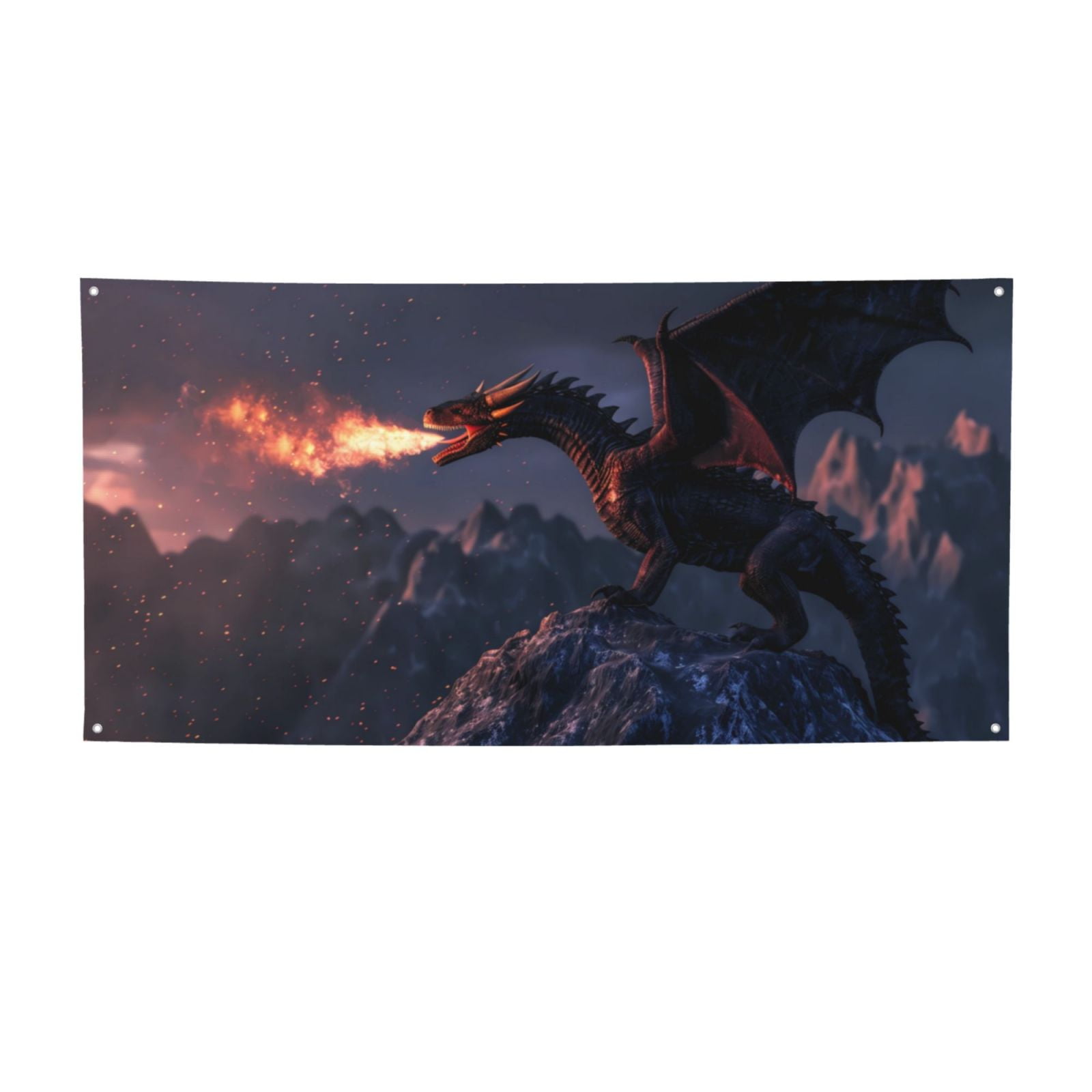 Lukts Fire Breathing Dragon Twilight Print Banners and Signs for ...