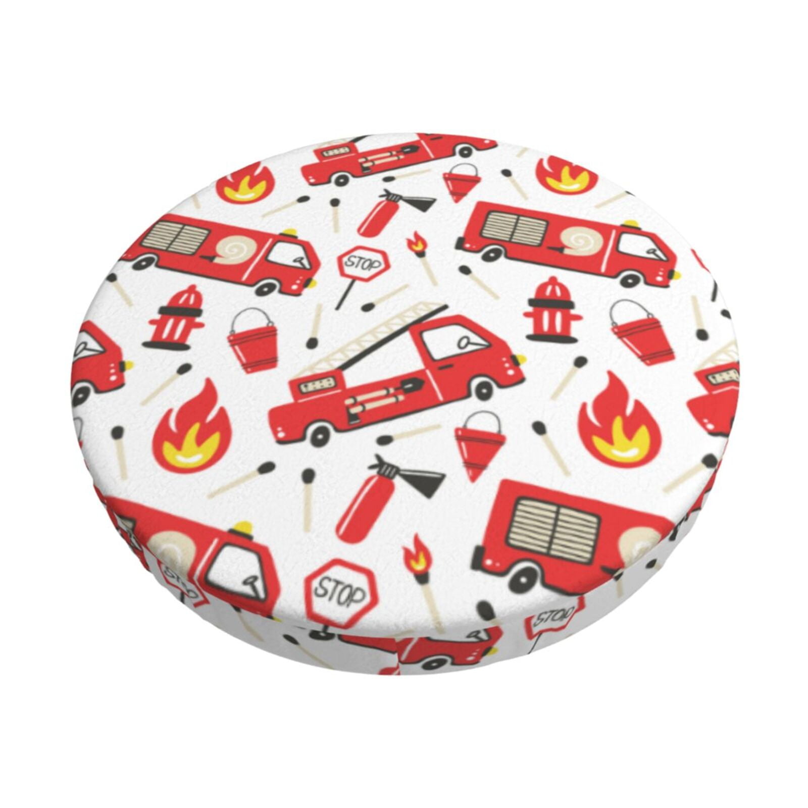 Lukts Fire Truck Bar Stool Covers 12"-14" Round Crease-Resistant ...