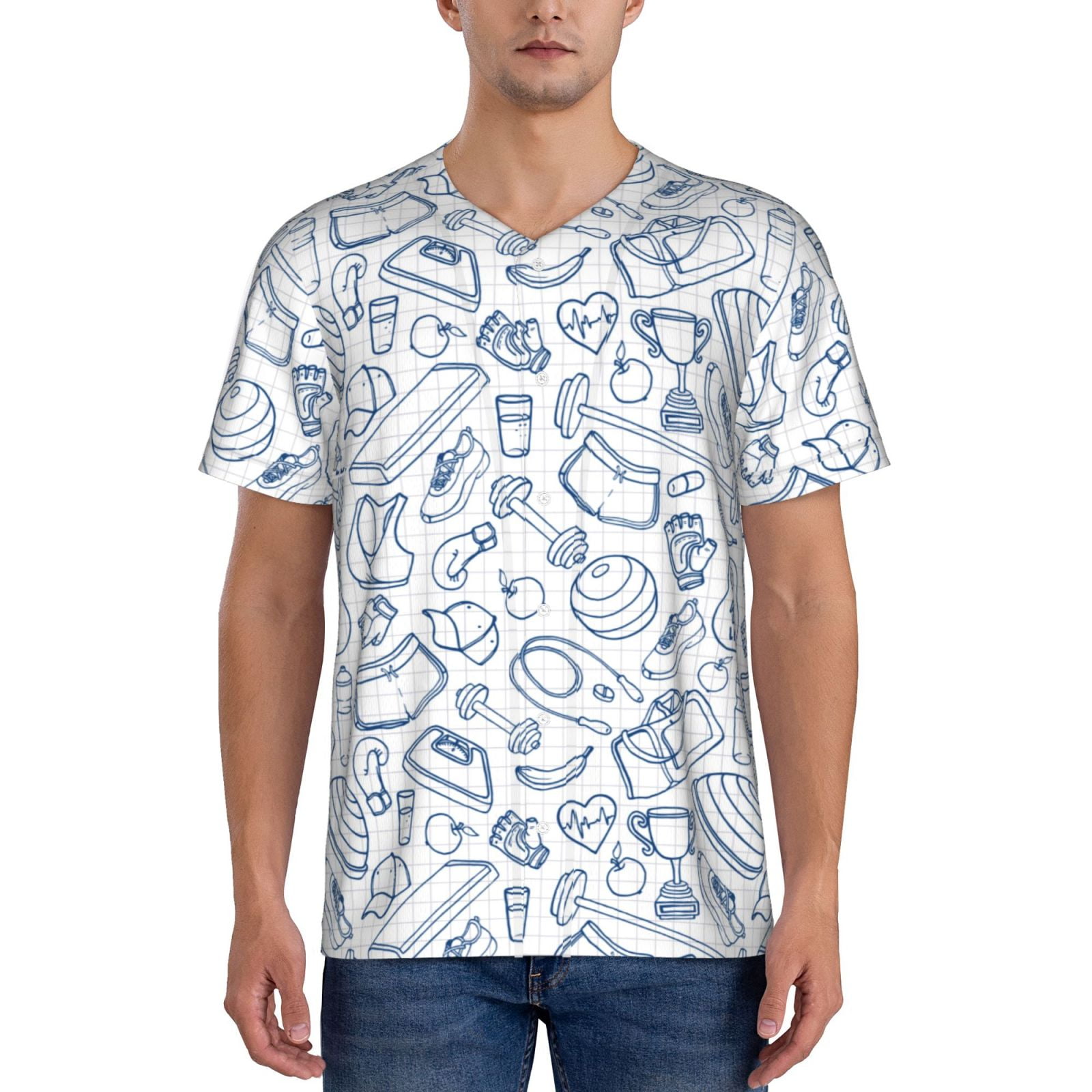 Lukts Fitness Guru for Men's Baseball T-shirt, Moisture Wicking Button ...
