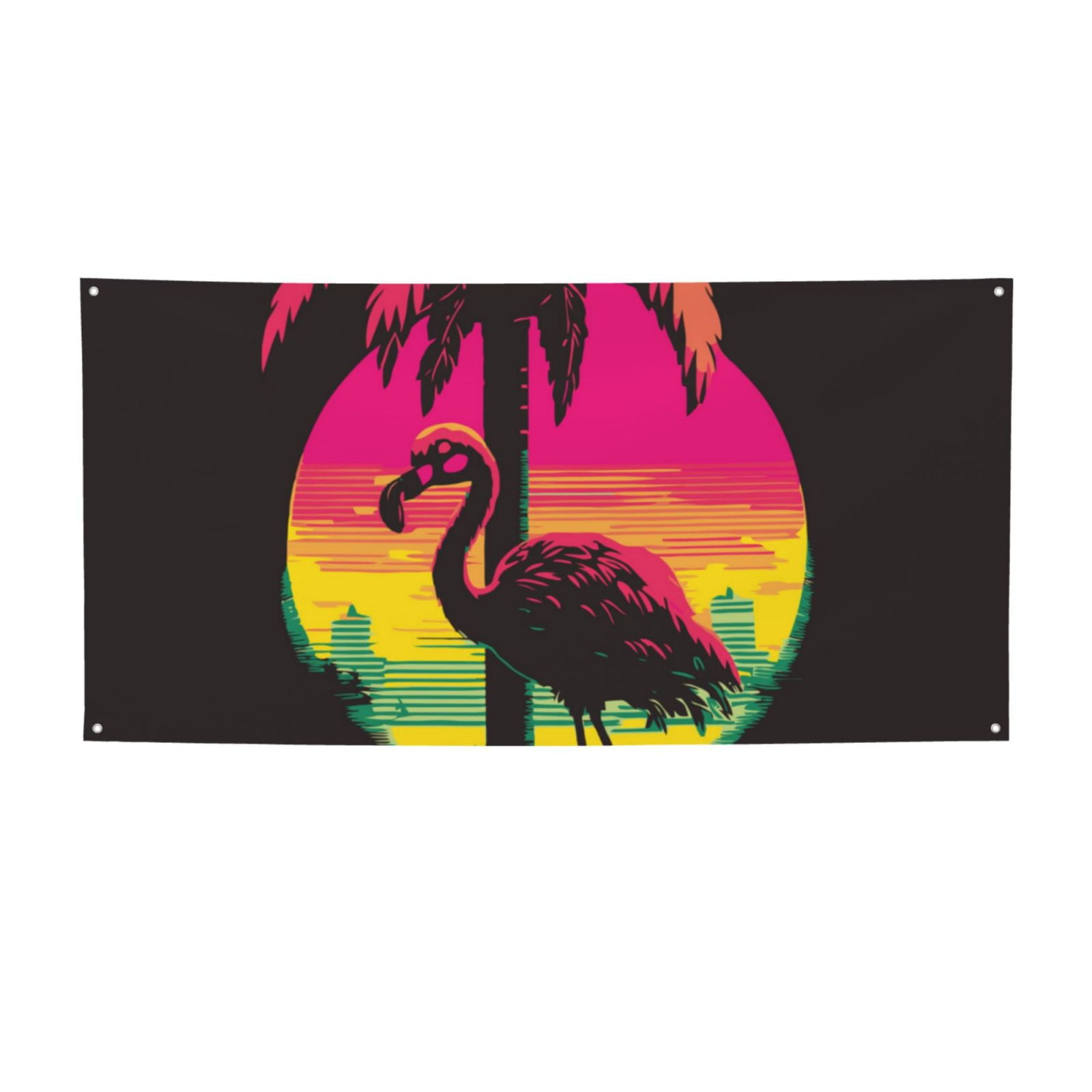 Lukts Flamingo And Palm Trees At Sunset Print Banners and Signs for ...