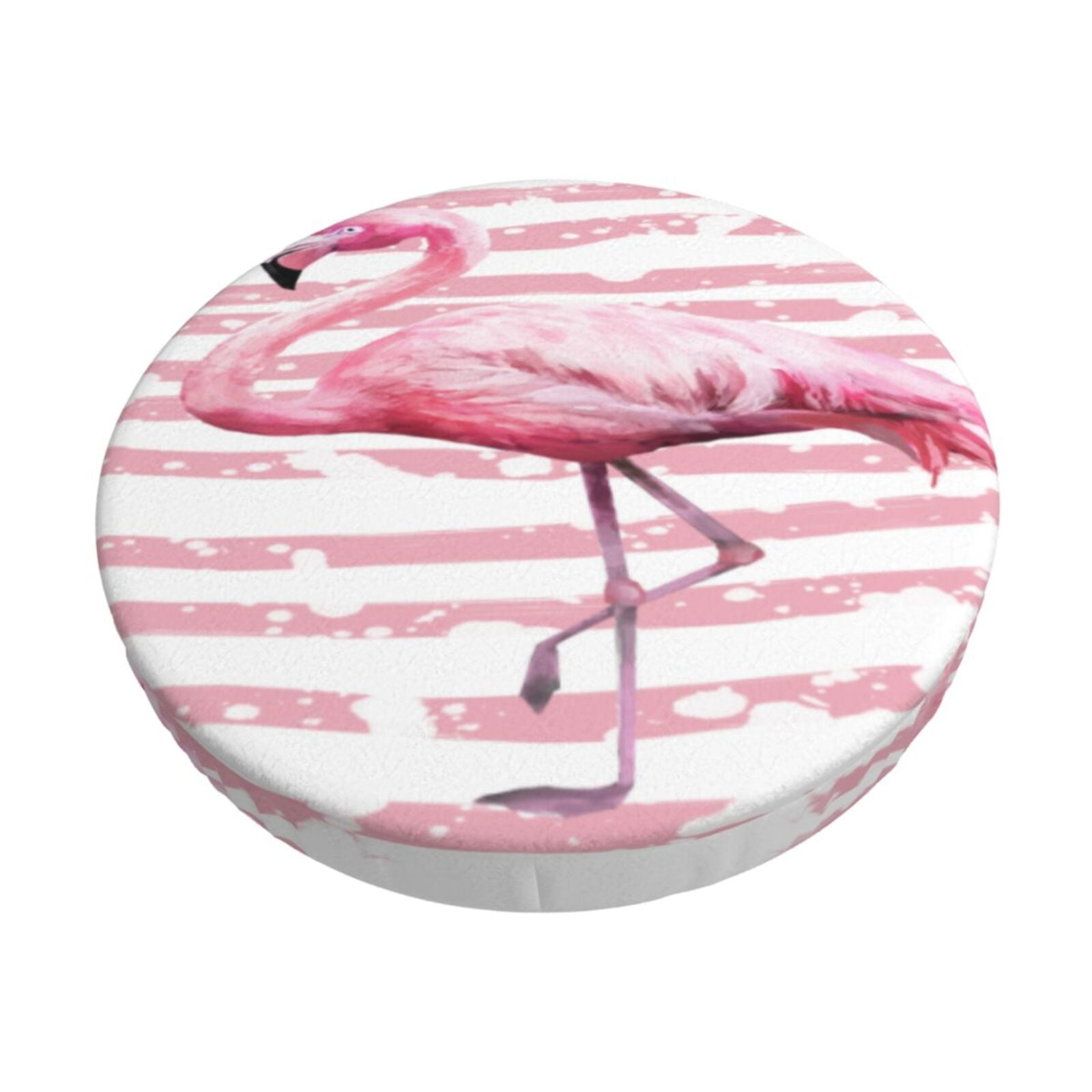 Lukts Flamingo Bar Stool Covers 12"-14" Round Crease-Resistant Stretchy ...