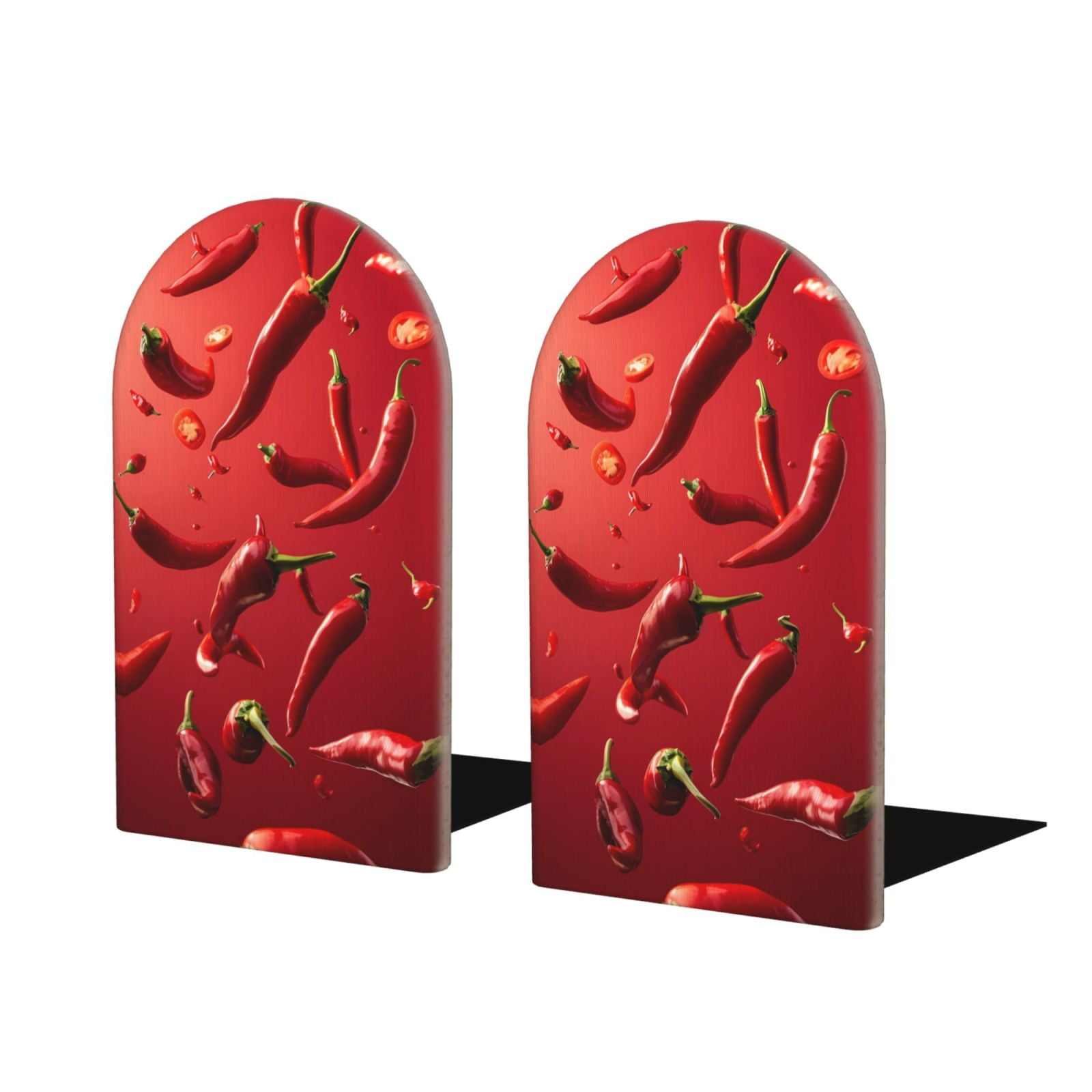 Lukts Floating Red Chili Peppers Print Wood Bookends,Non-Skid Bookend ...