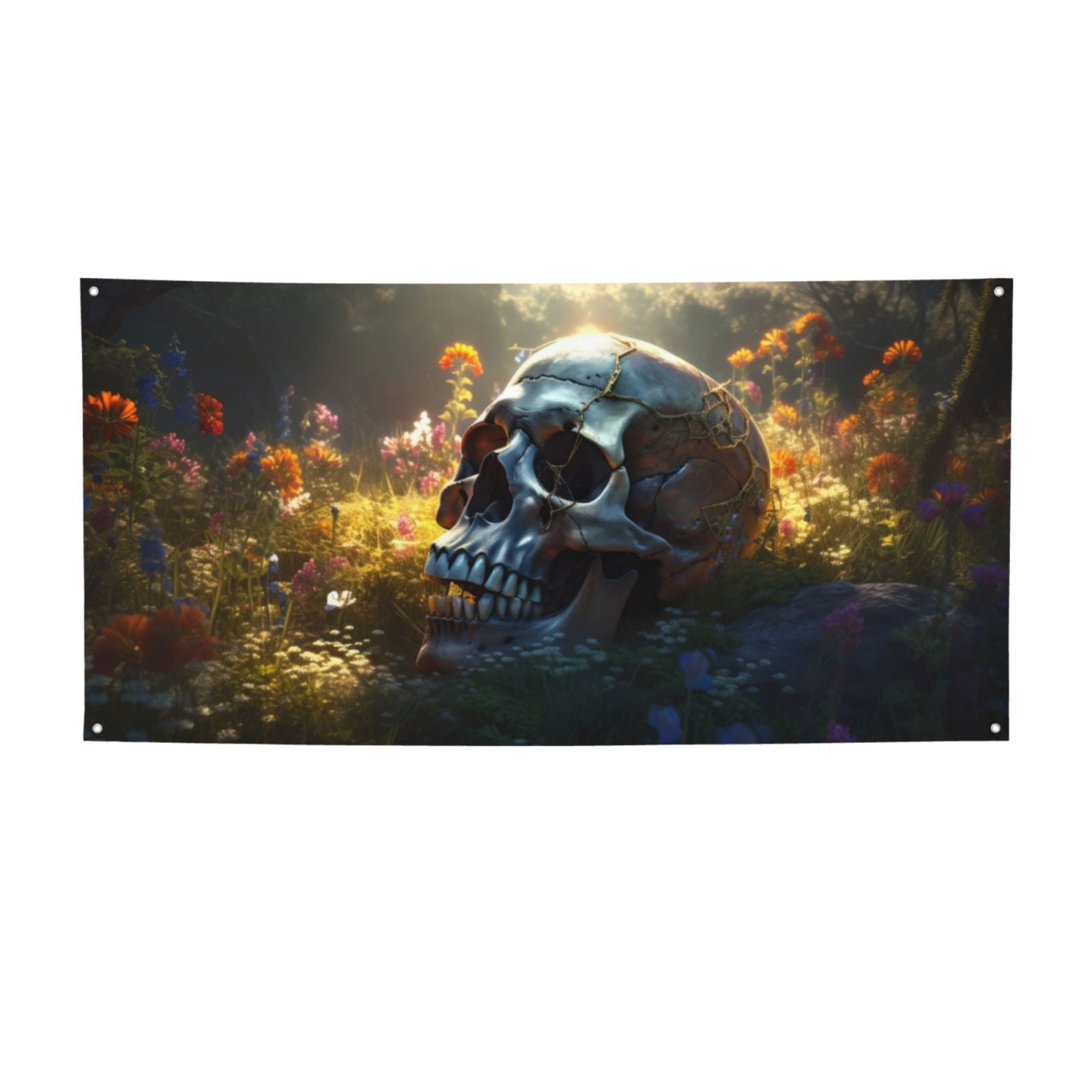 Lukts Flower Field Skull Print Banners and Signs for Outdoor ...