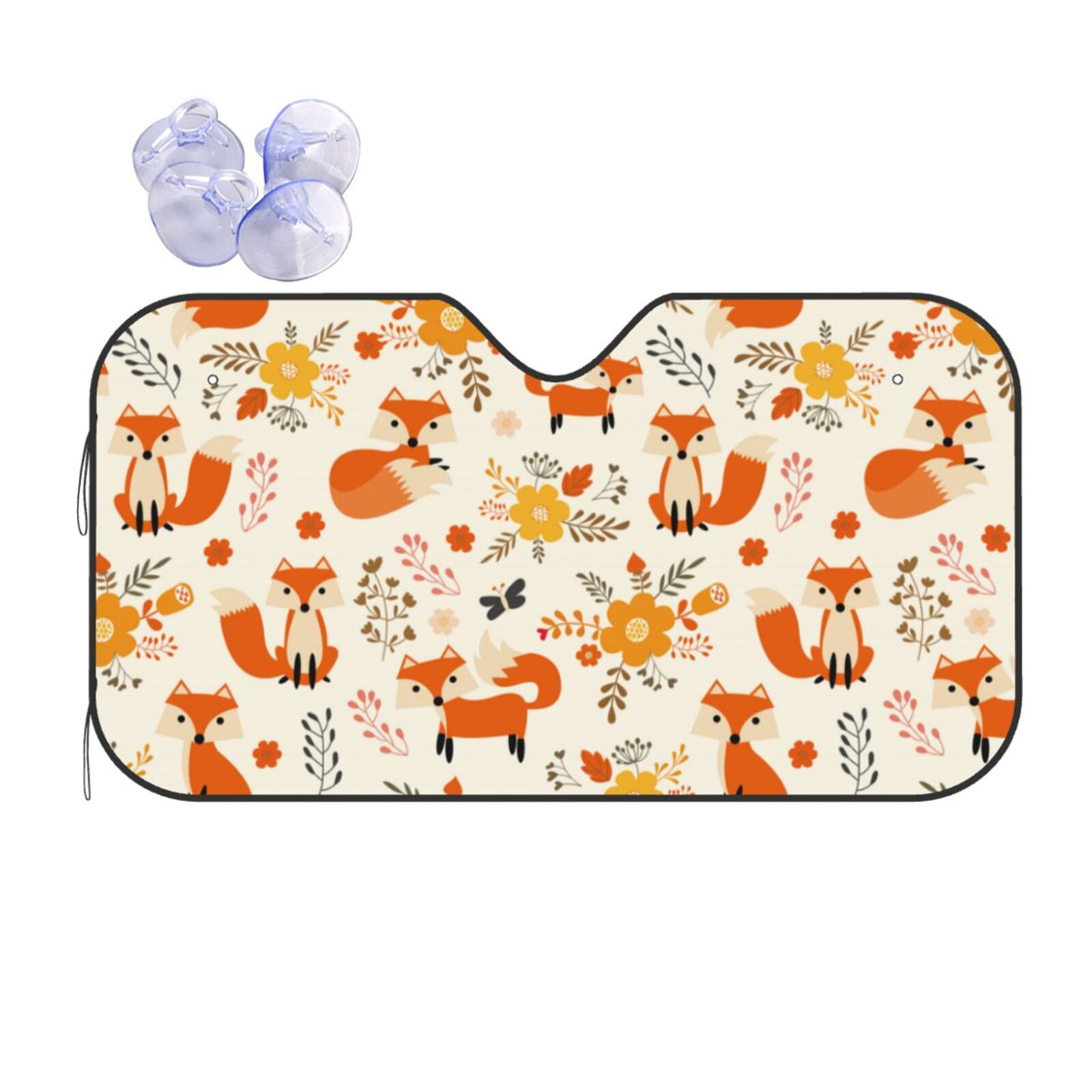 Lukts Flower Fox Car Windshield Sun Shade With Storage Pouch,Foldable ...