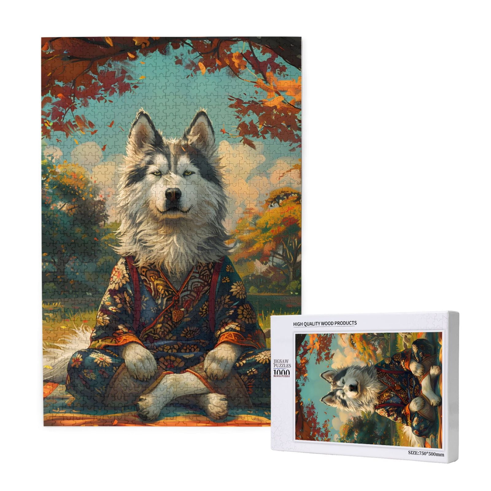 Lukts Forest Maple Leaf Husky for Jigsaw Puzzles,Puzzles for Adults and ...