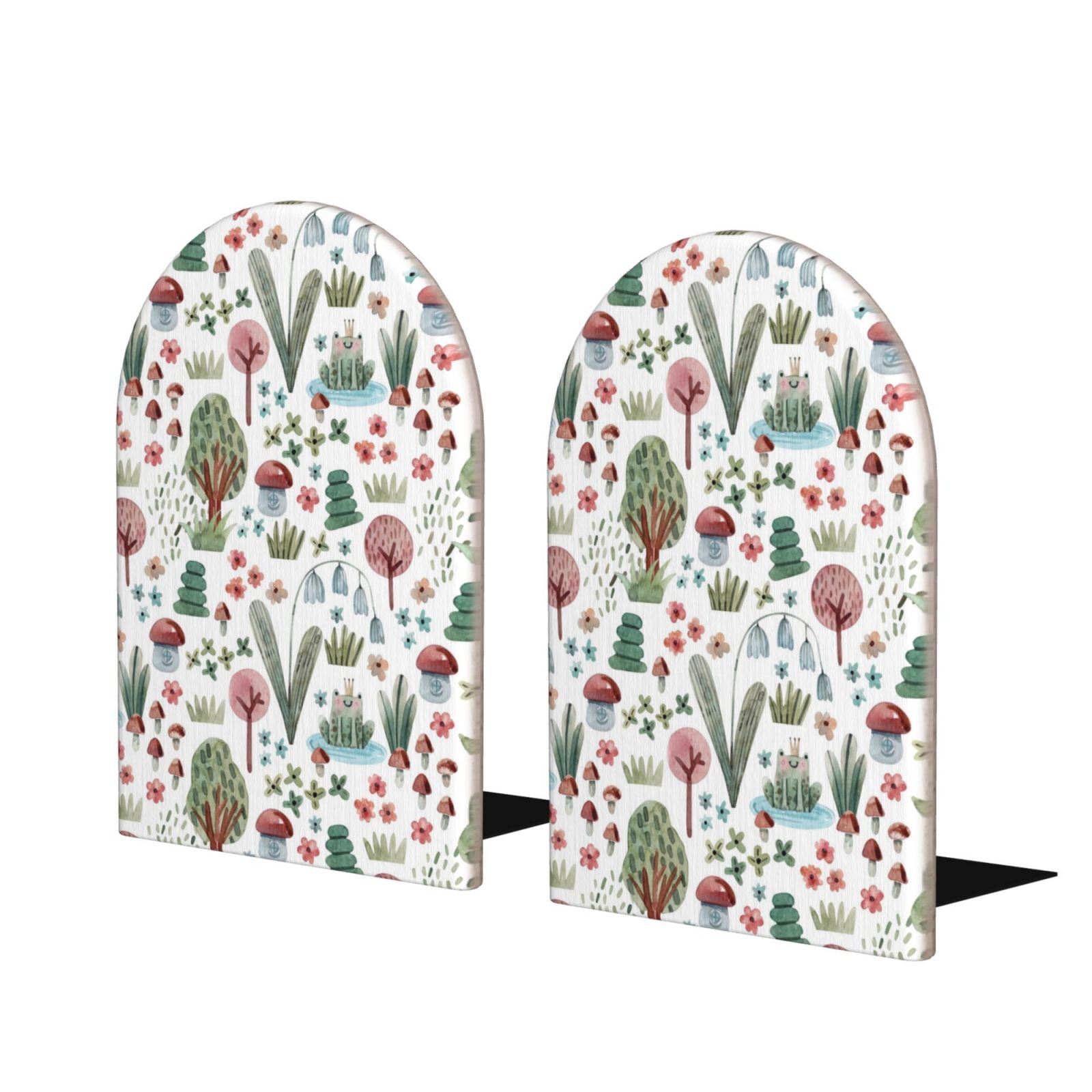 Lukts Frog and Forest Plants for Wooden Bookends, Heavy Duty Metal ...