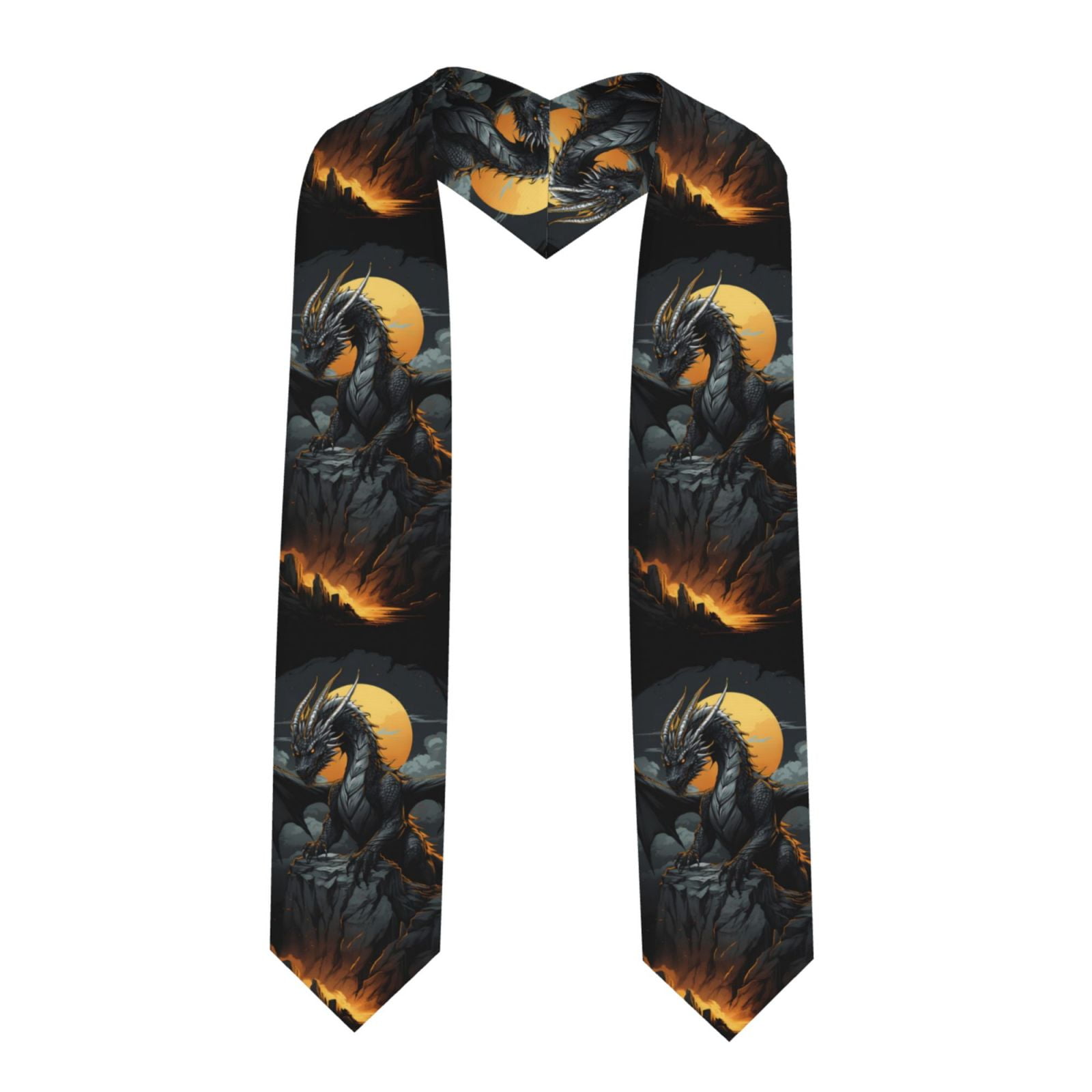 Lukts Full Moon Black Dragon for Graduation Shawl Ribbon, Unisex 36x5.1 ...