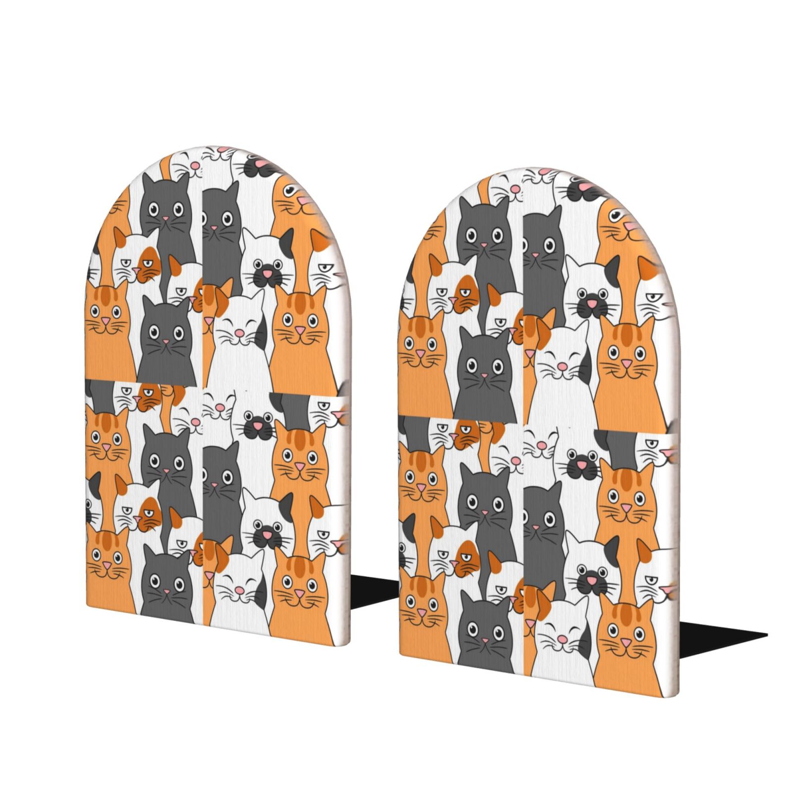 Lukts Funny Cats for Wooden Bookends, Heavy Duty Metal Bookshelf ...