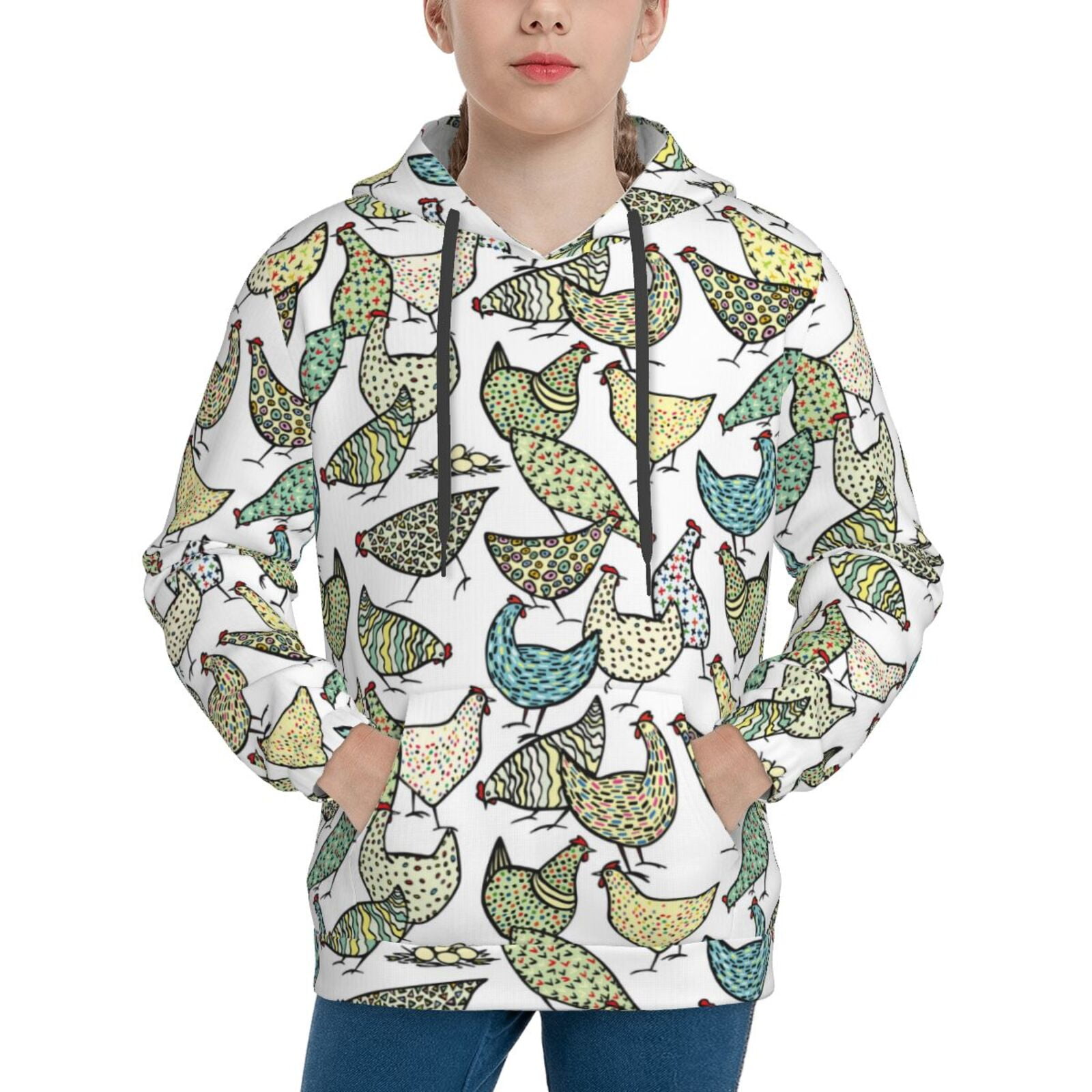 Lukts Funny Chicken Print Pullover Hoodie Sweatshirt for Girls and Boys ...