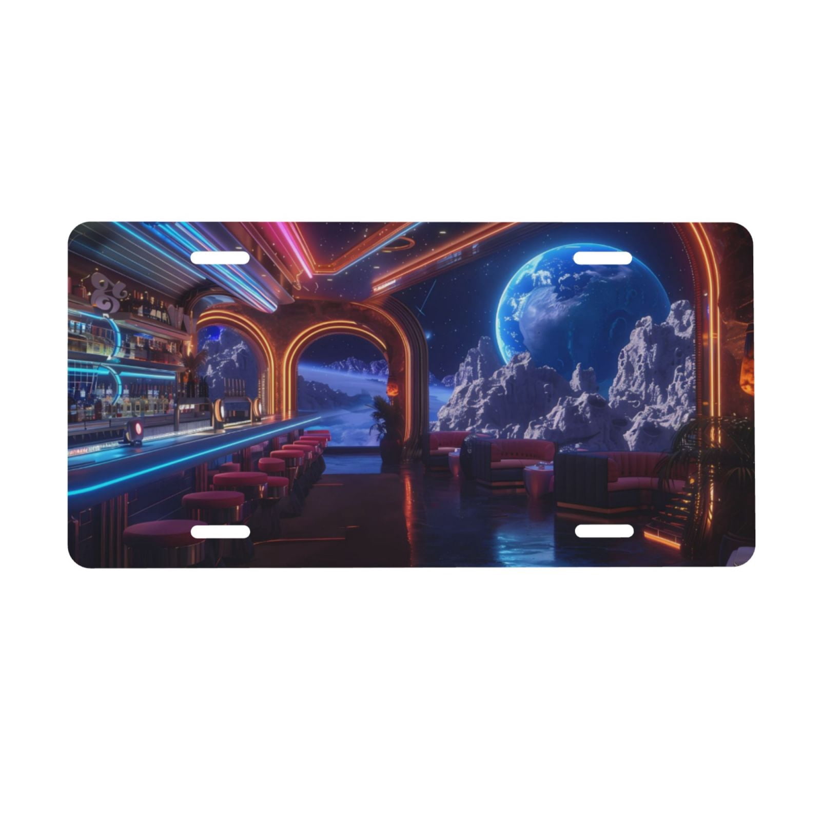 Lukts Futuristic Bar Space View for Car Aluminum Front License Plate ...