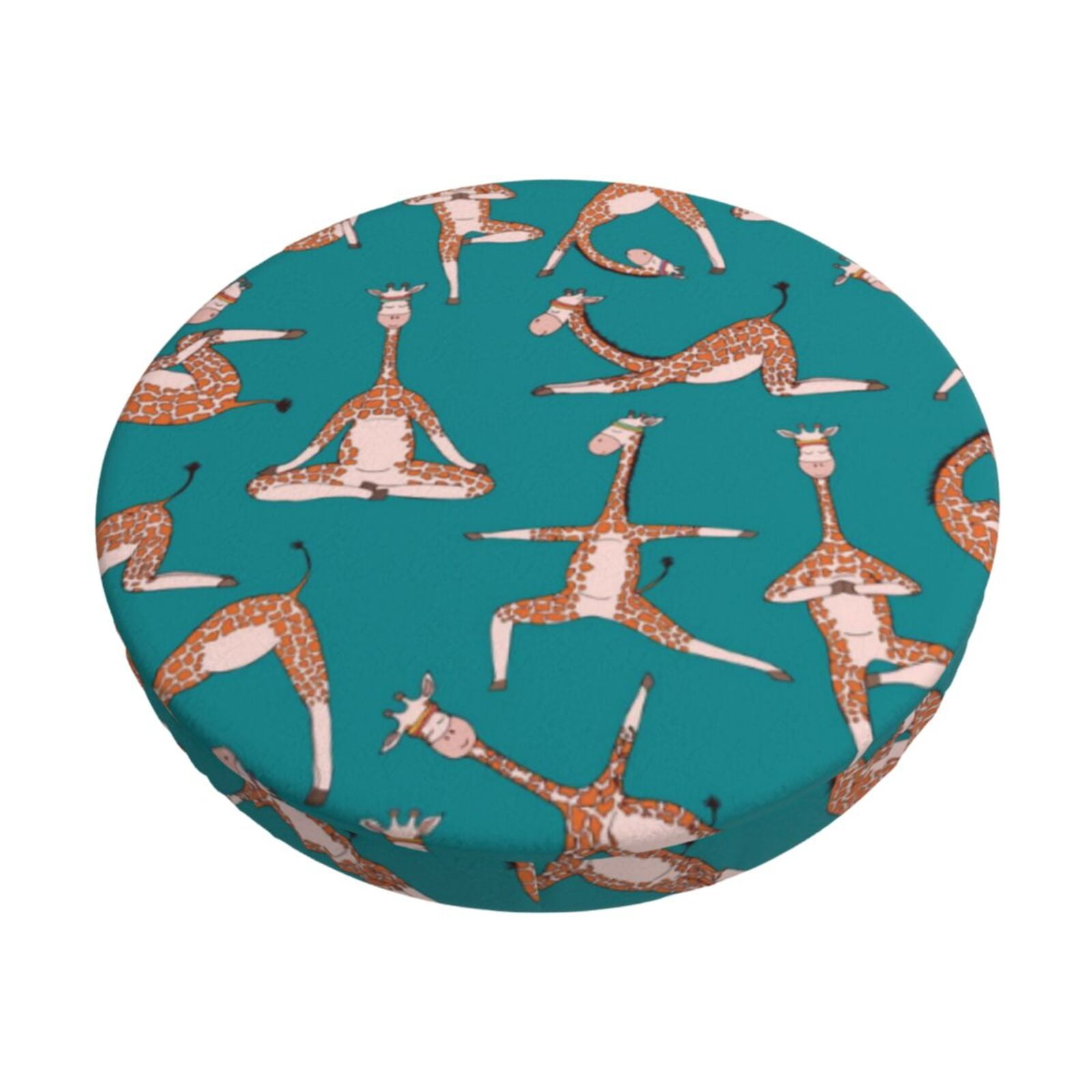 Lukts Giraffes Doing Various Yoga Bar Stool Covers 12"-14" Round Crease ...