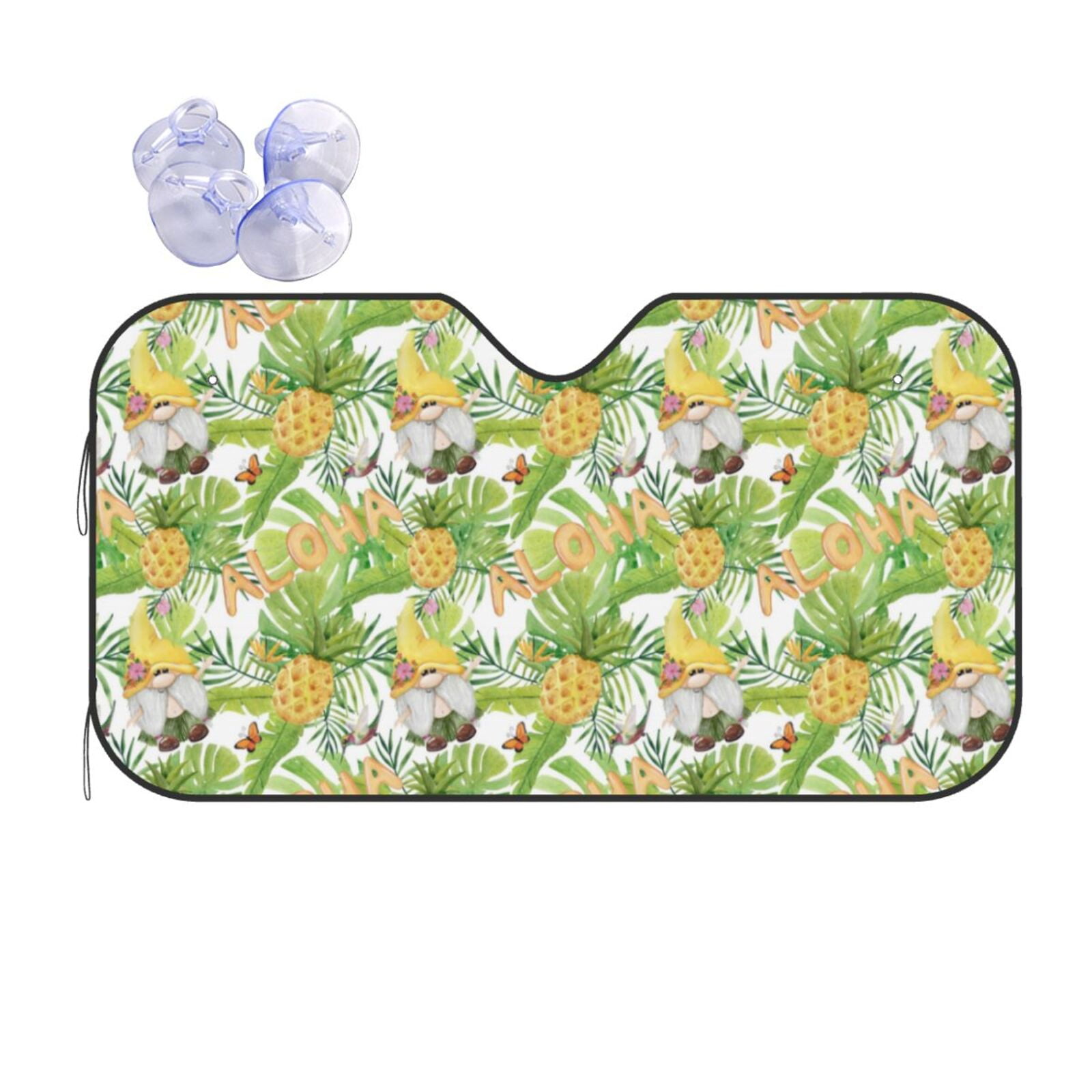Lukts Gnome And Pineapple Car Windshield Sun Shade With Storage Pouch ...