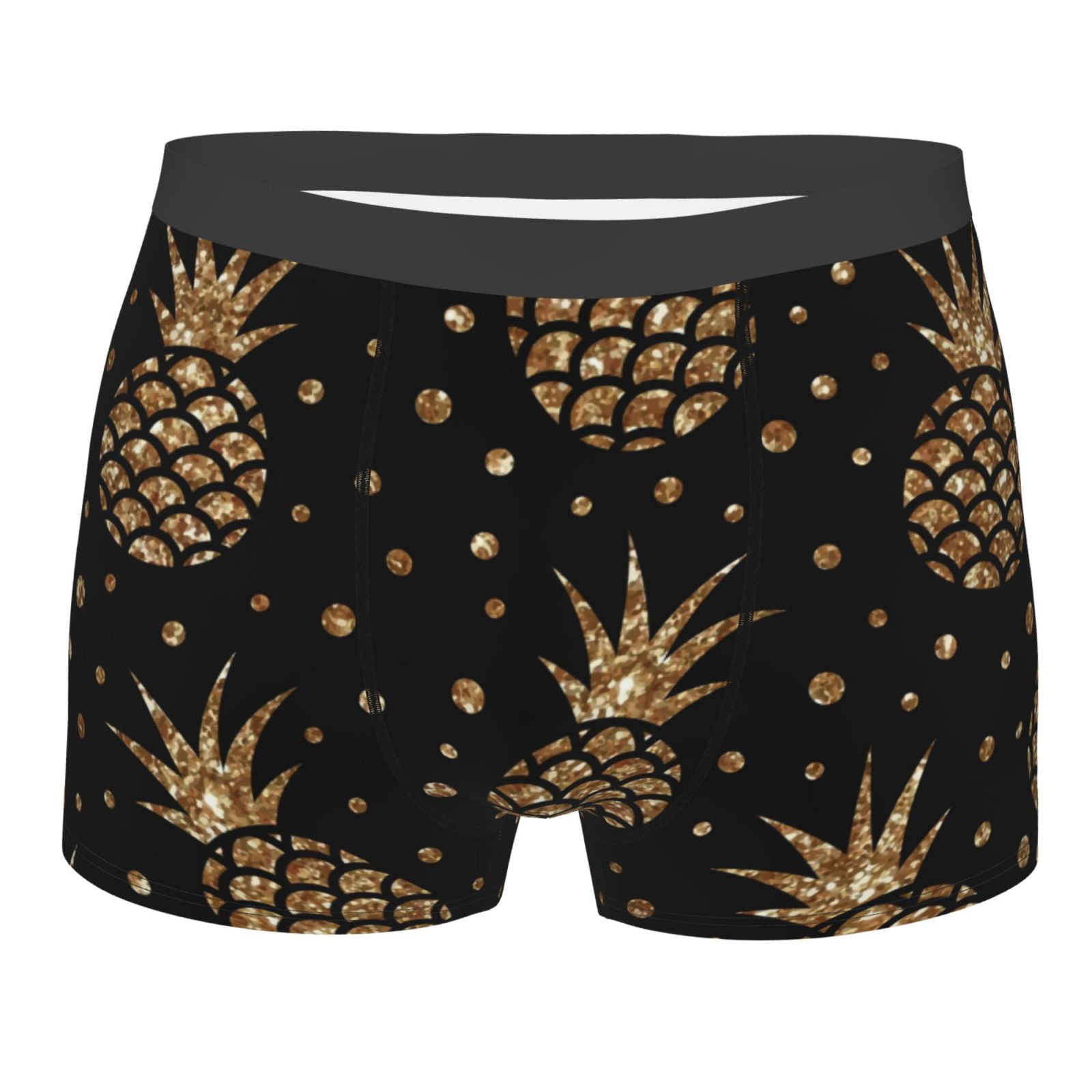 Lukts Gold Glitter Pineapples Men'S Underwear Covered Waistband Boxer ...