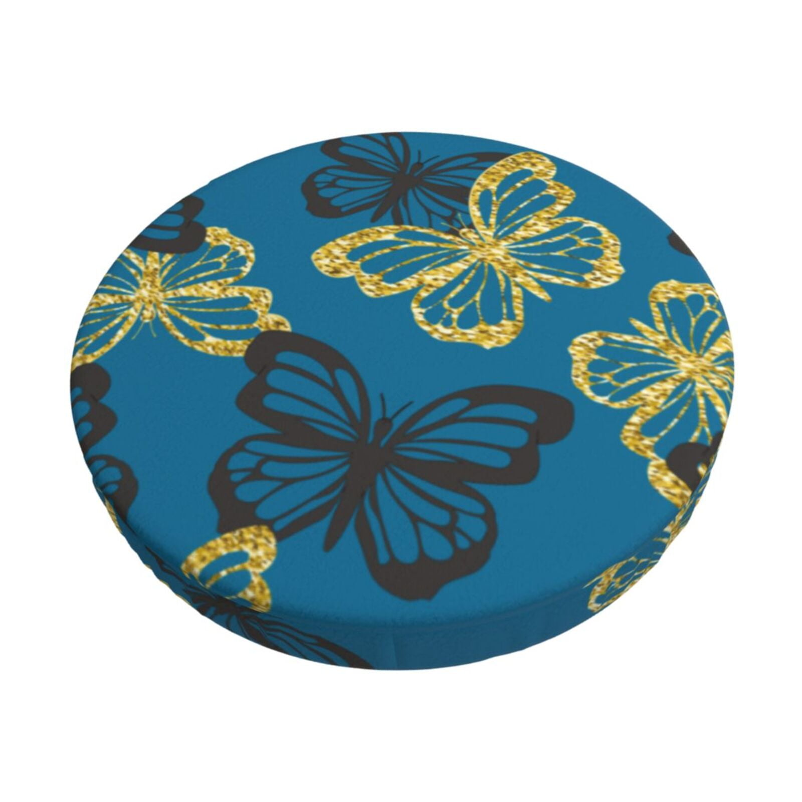 Lukts Golden Glitter Butterflies Bar Stool Covers 12"-14" Round Crease ...