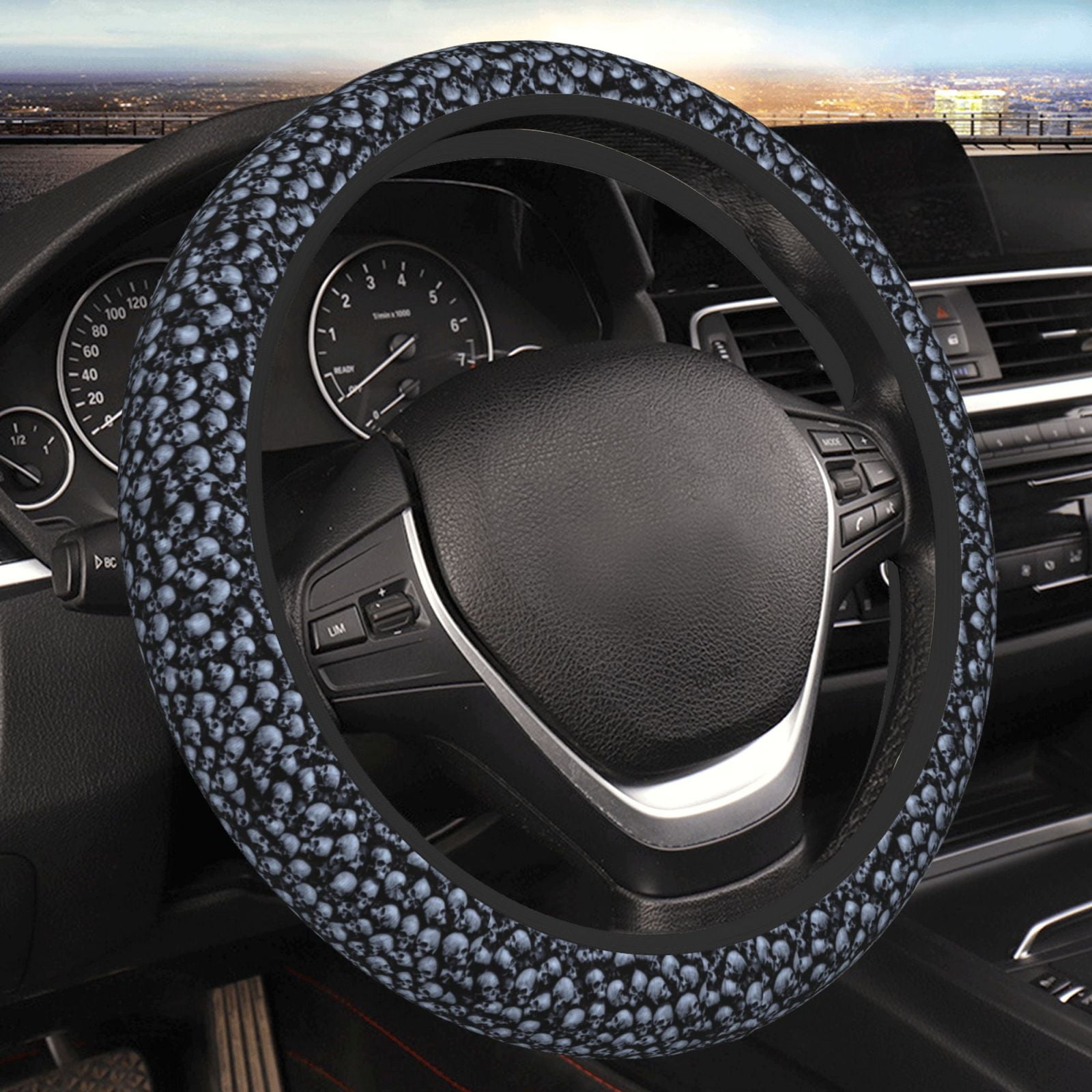 Lukts Gothic Skull Steering Wheel Cover,Stretch Elastic Universal 15 In ...