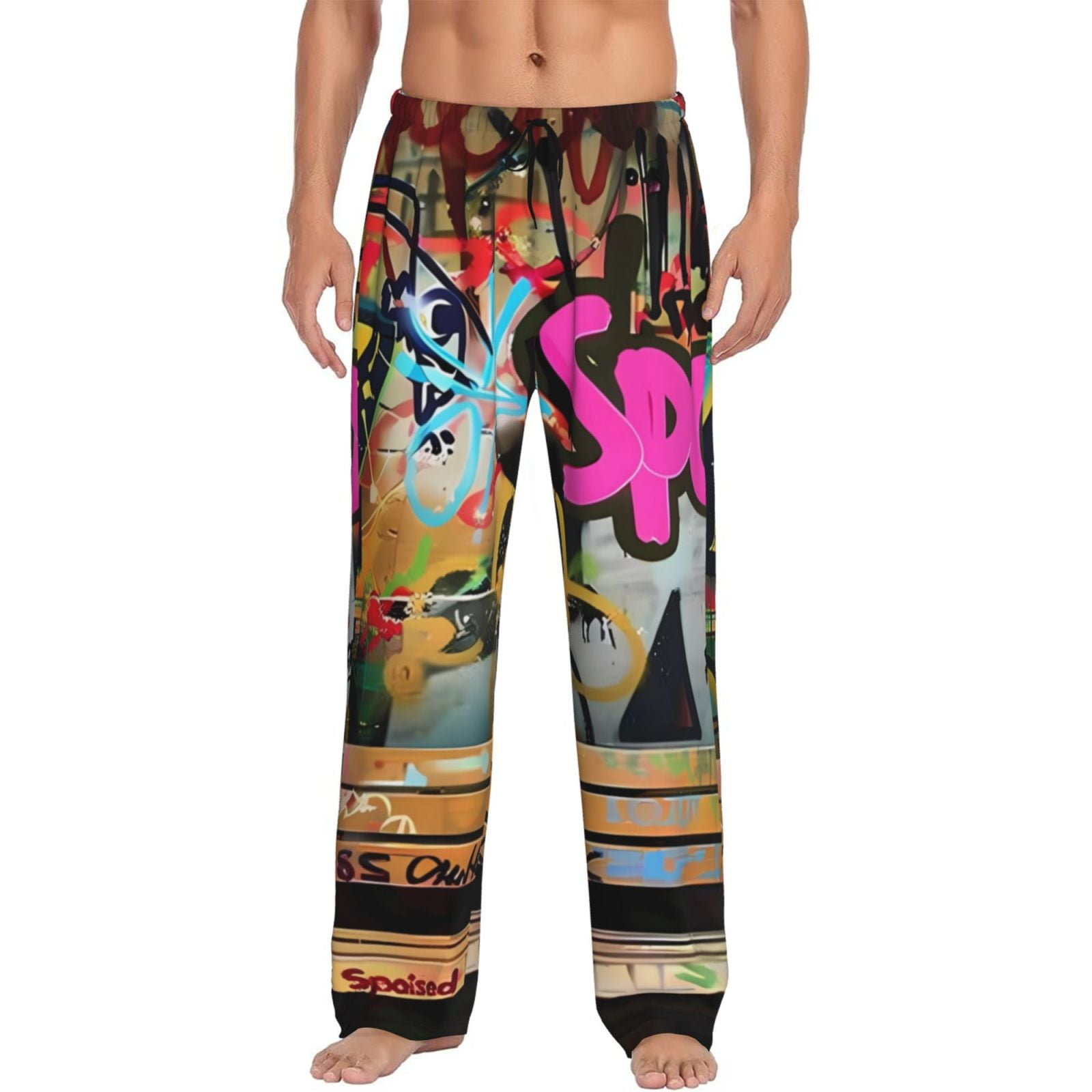 Lukts Graffiti Lamp Urban Scene for Men - Sleek Straight Pajama Pants ...