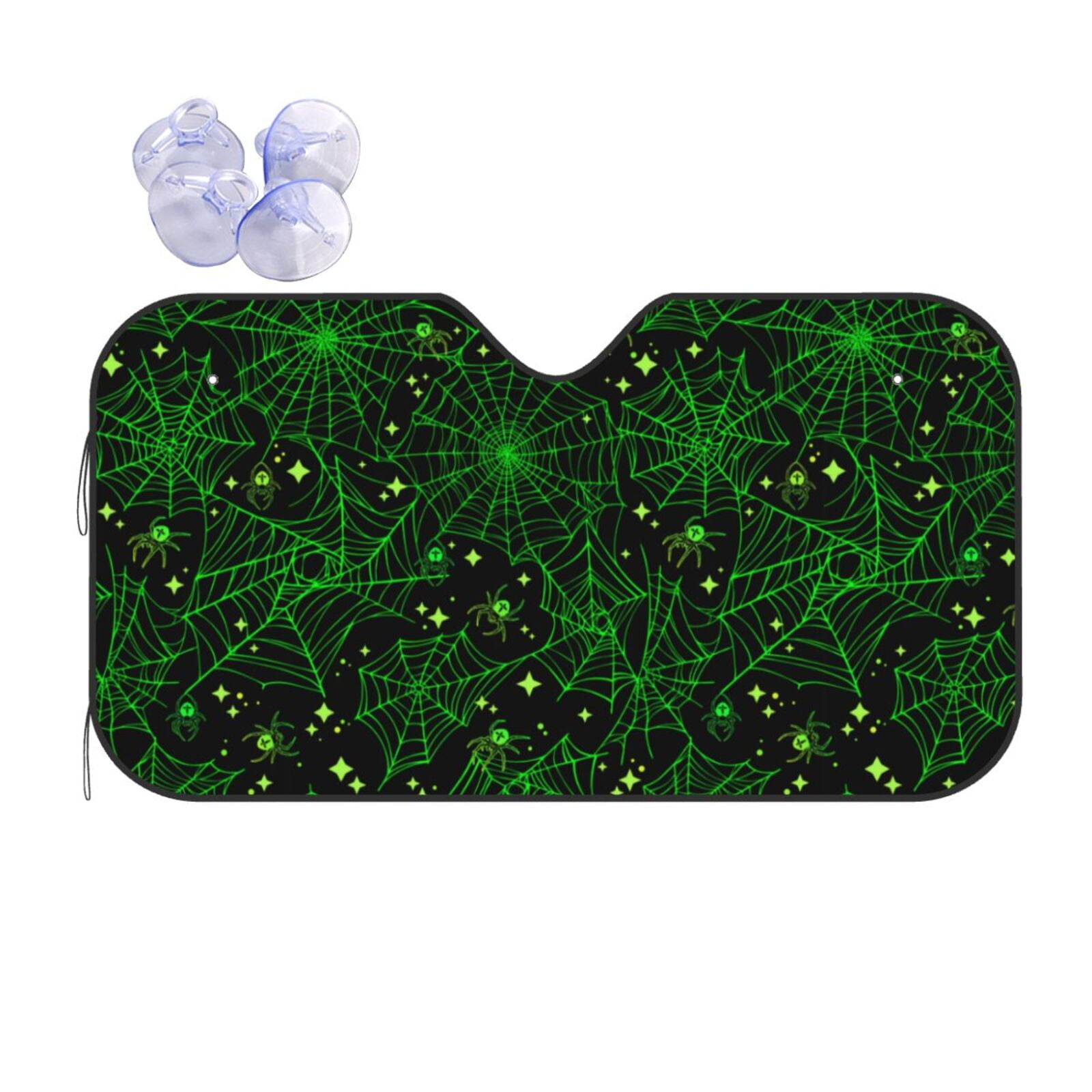 Lukts Green Bright Web With Spiders Car Windshield Sun Shade With ...