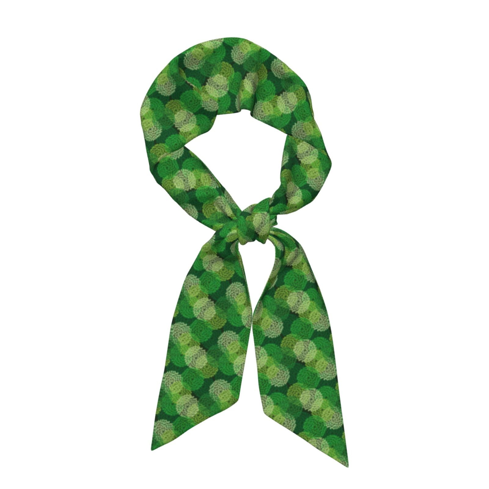 Lukts Green Flower Pattern Scarf Ribbon Neck Scarf Satin Scarf ...