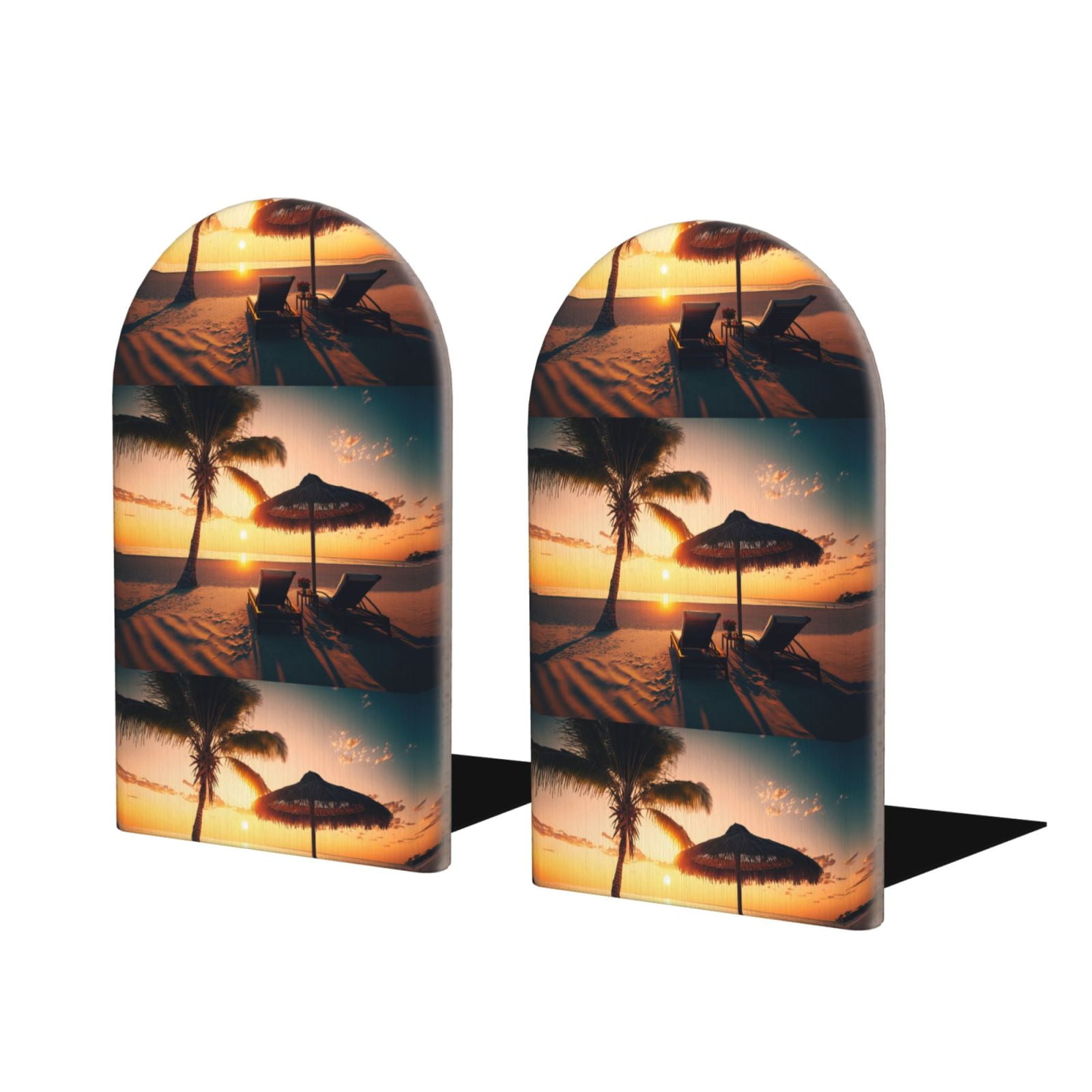 Lukts Hawaiian Sunset Beach Print Wood Bookends,Non-Skid Bookend for ...