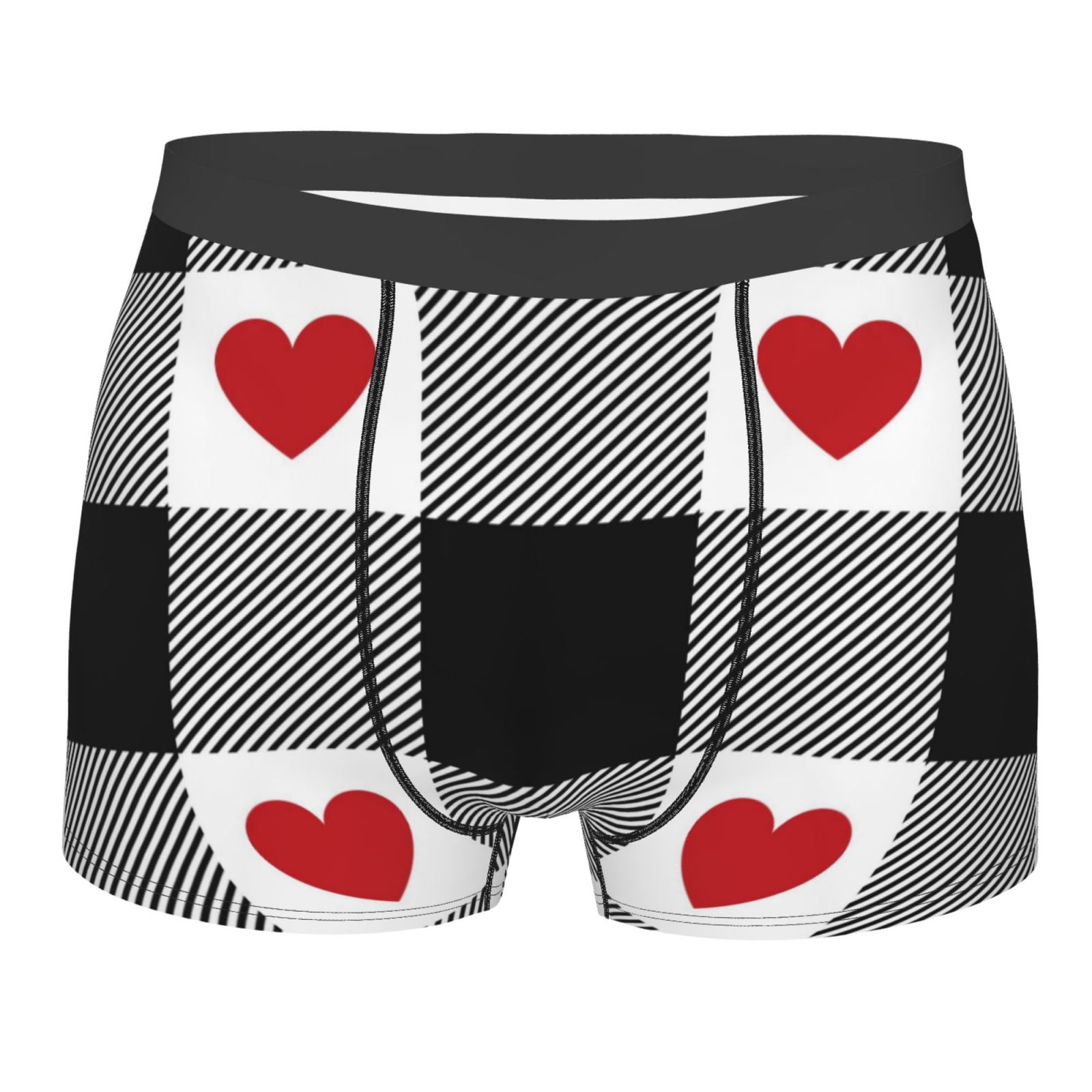 Lukts Heart Black Buffalo Plaid Gingham Men'S Underwear Covered ...