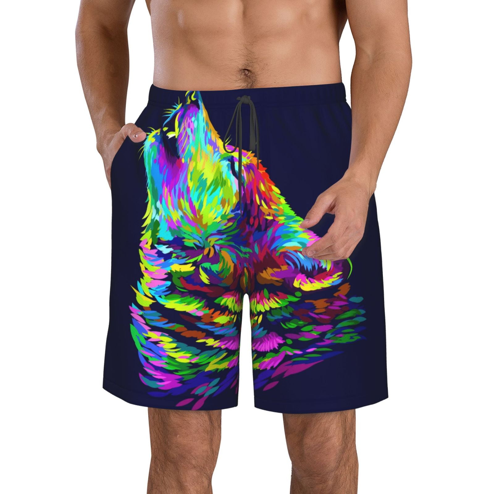 Lukts Howling Wolf Mens Swim Trunks Quick Dry Swim Shorts With Funny ...
