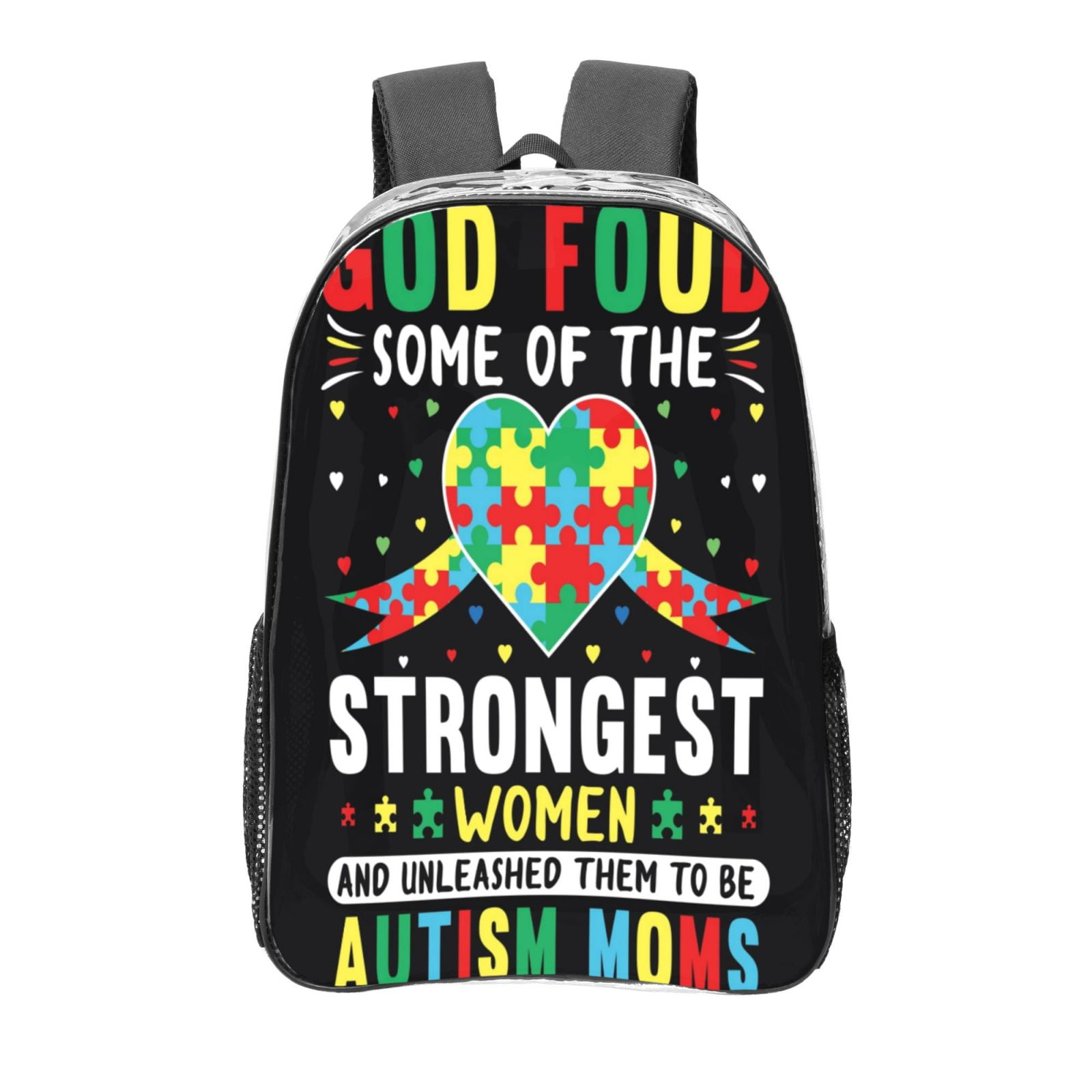 Lukts I Love With Autism for 16-inch Transparent Backpack, Waterproof ...