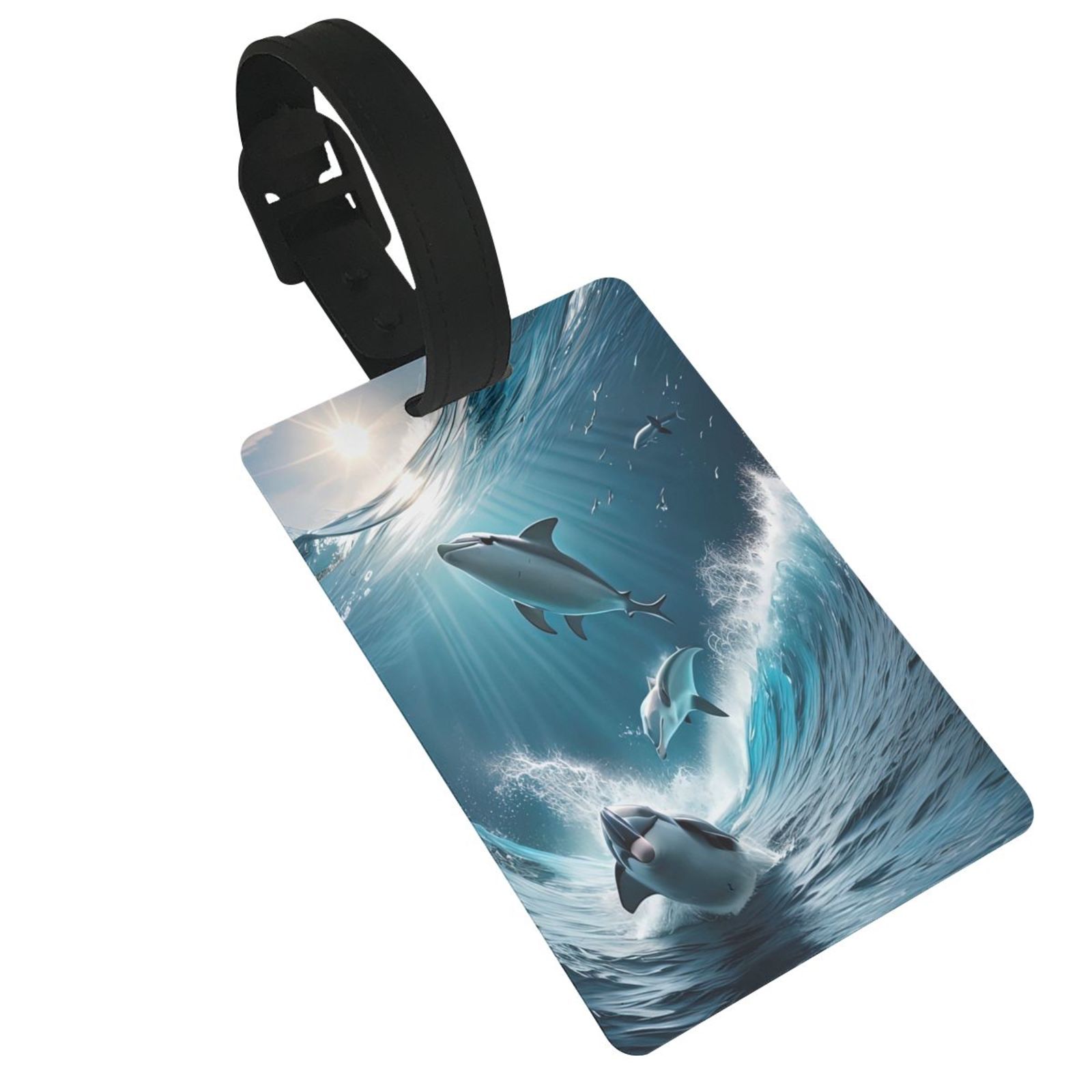 Lukts Ice Blue Ocean Cute Dolphin A for Luggage Tag Hang Tag, PVC ...