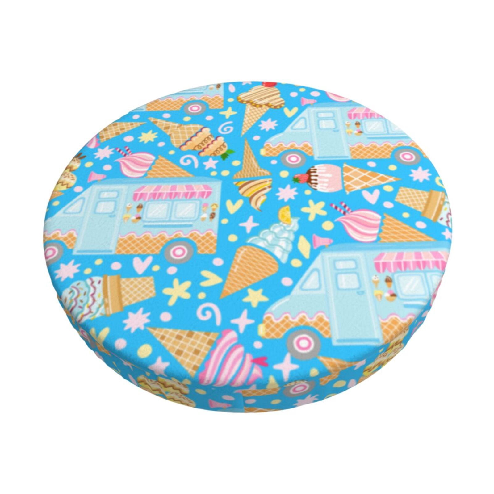 Lukts Icecream Truck Bar Stool Covers 12"-14" Round Crease-Resistant ...